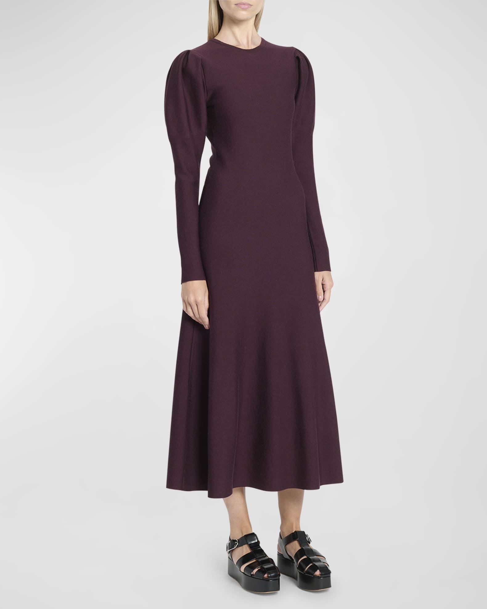 Gabriela Hearst Hannah Puff-Sleeve Wool-Cashmere Maxi Dress | Neiman Marcus