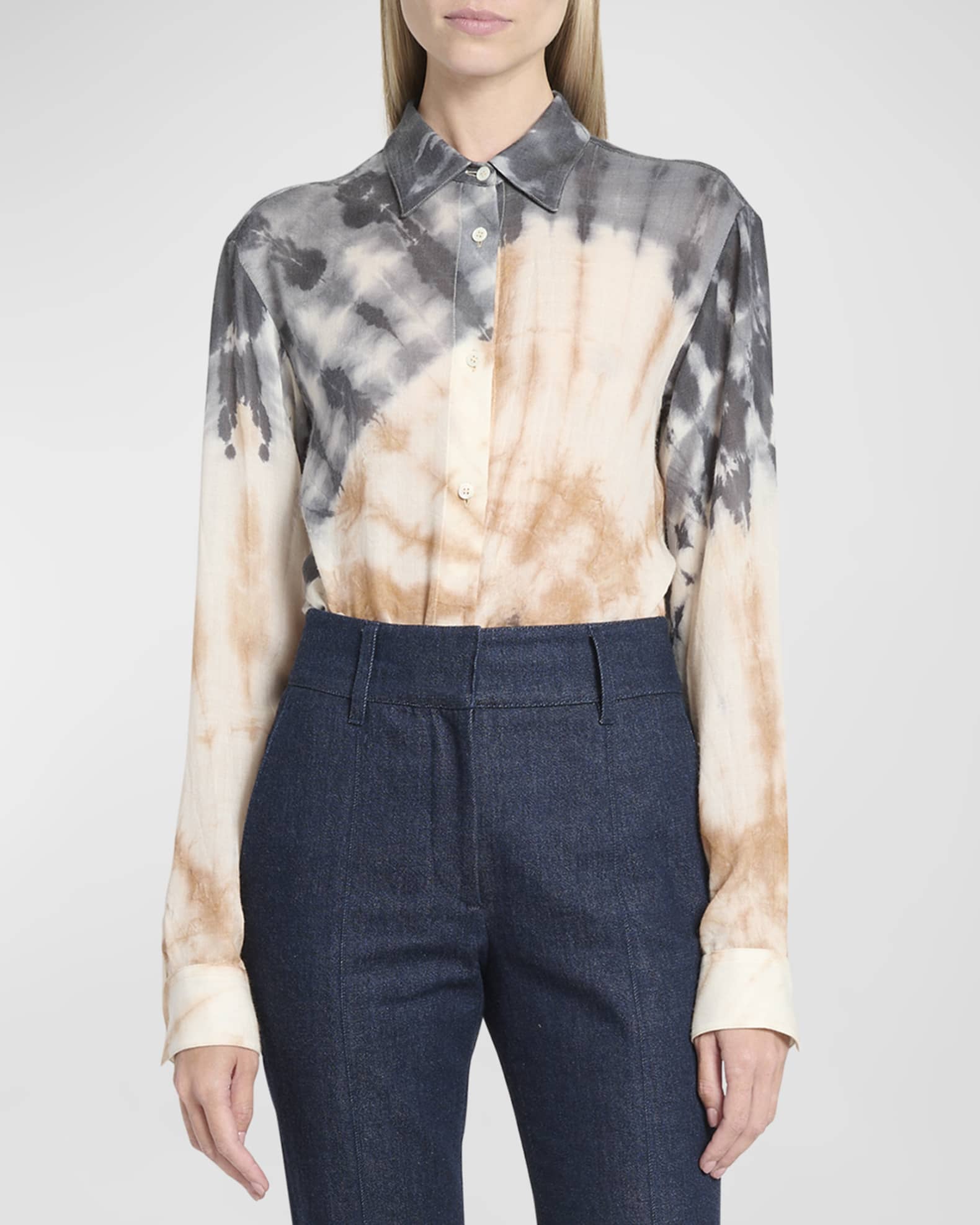 Gabriela Hearst Ferrara Tie-Dye Button-Front Shirt | Neiman Marcus