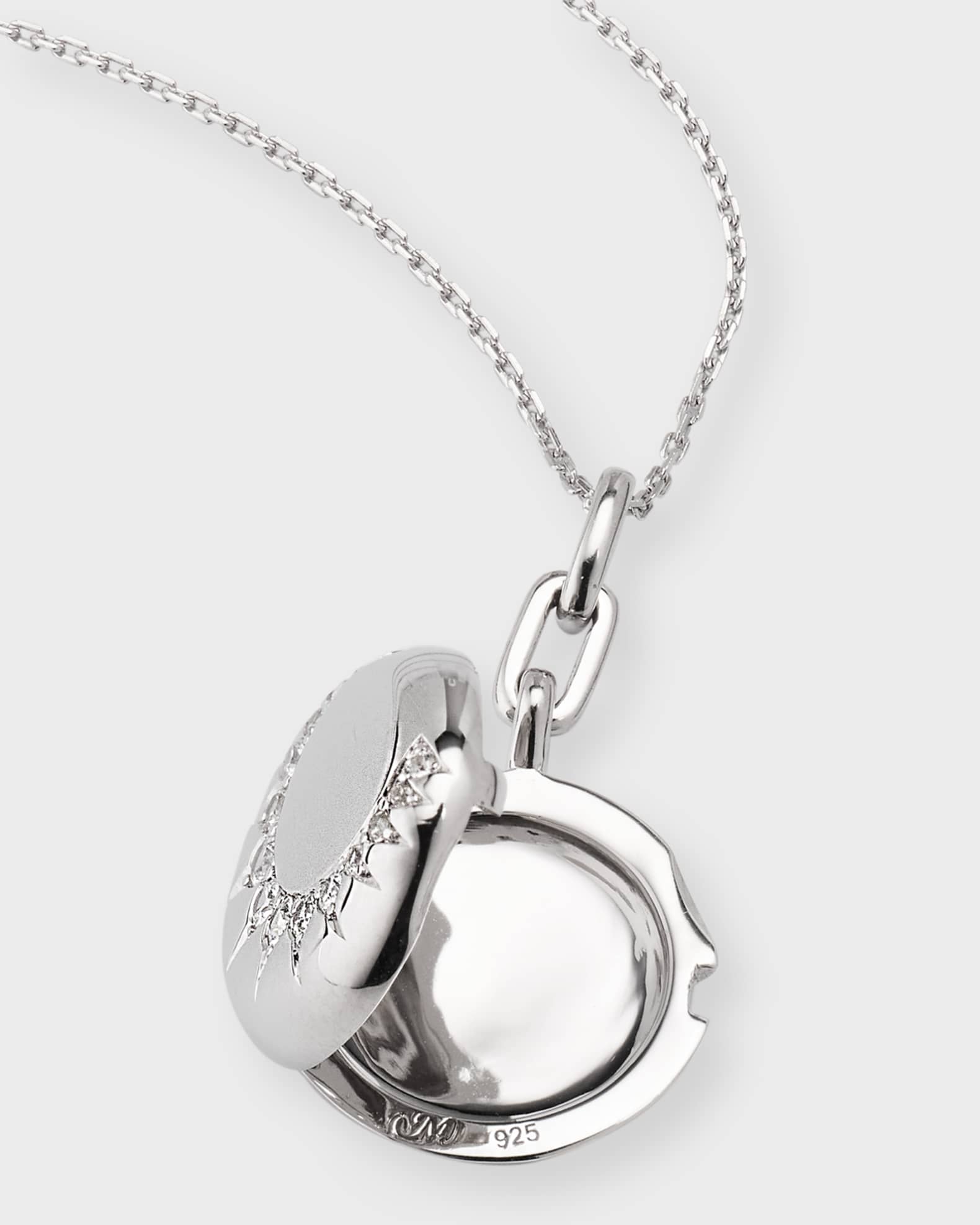 Monica Rich Kosann Sterling Silver Sun Locket Necklace with White ...