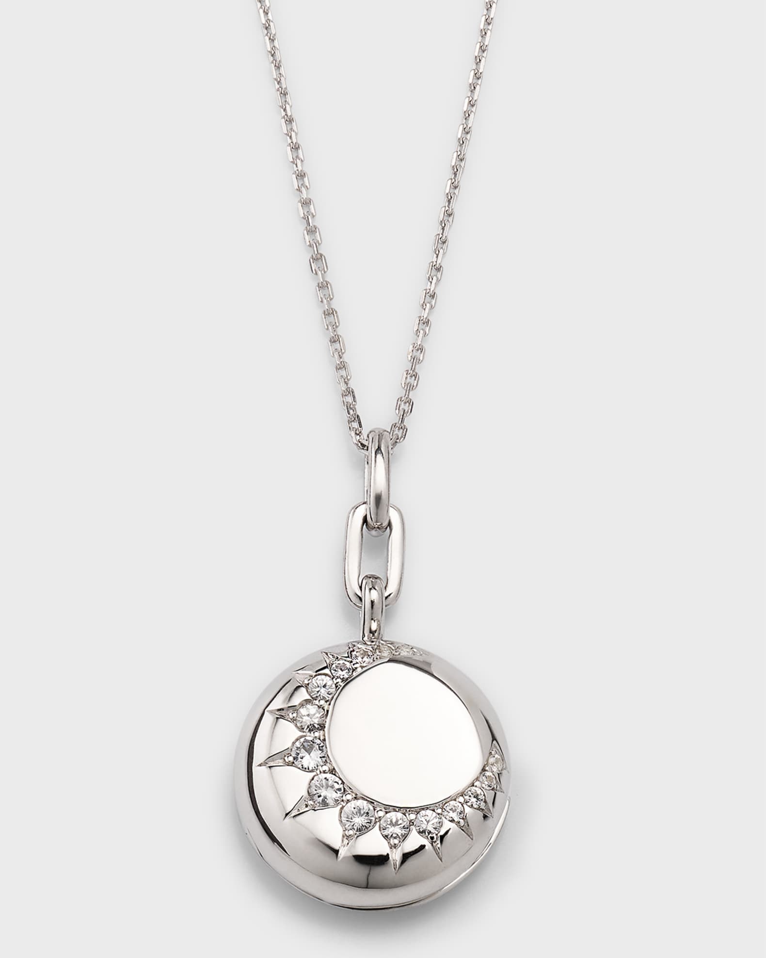 Monica Rich Kosann Sterling Silver Sun Locket Necklace with White ...