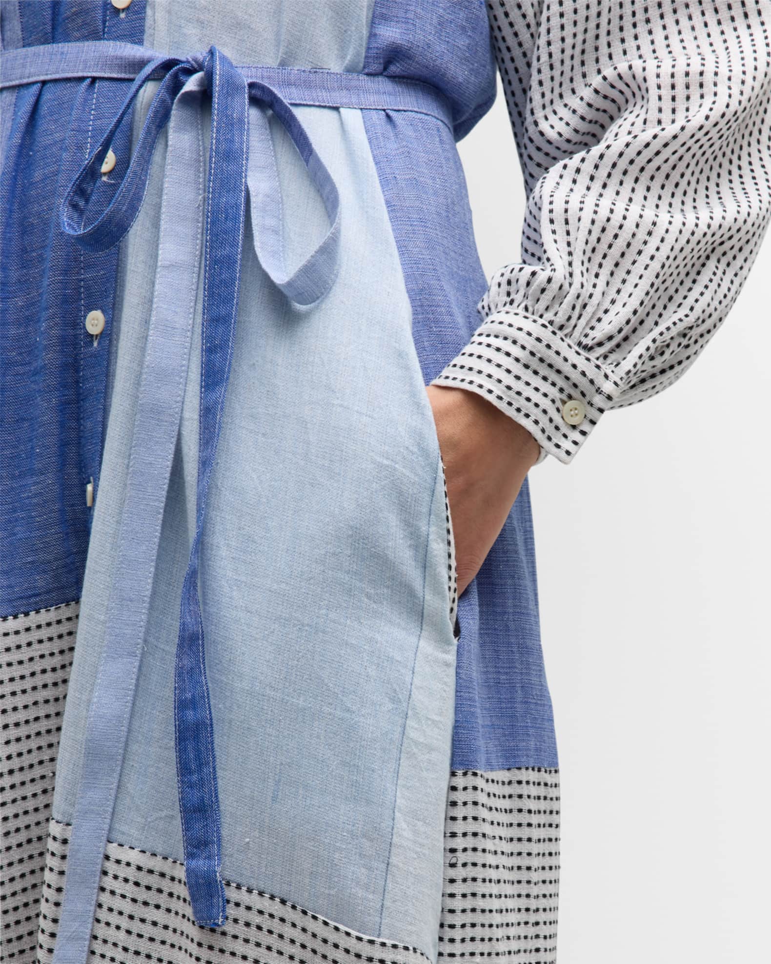 lemlem Makeda Colorblock Maxi Shirtdress | Neiman Marcus