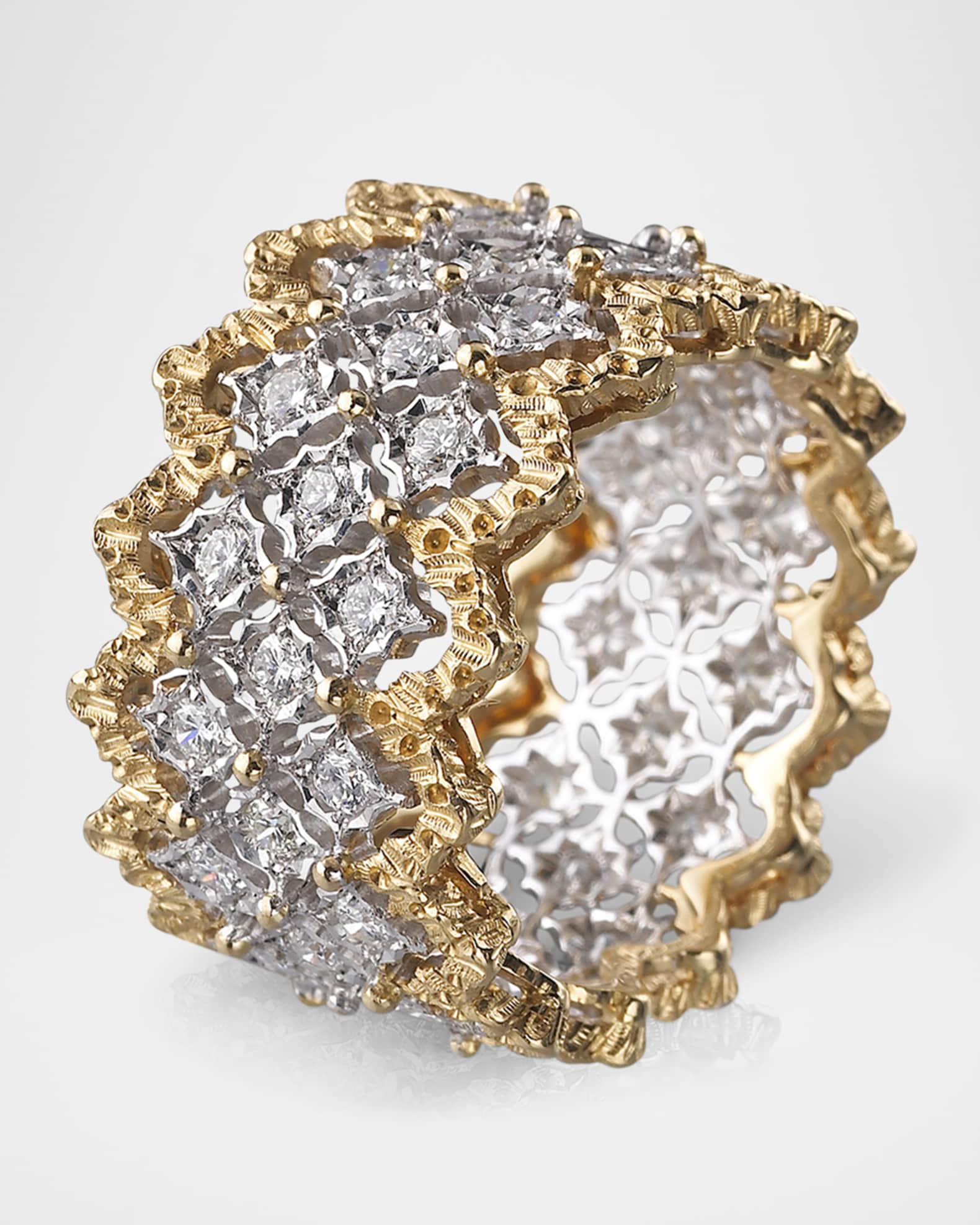 Buccellati 18K Yellow Gold and White Gold Rombi Diamond Eternelle Ring ...
