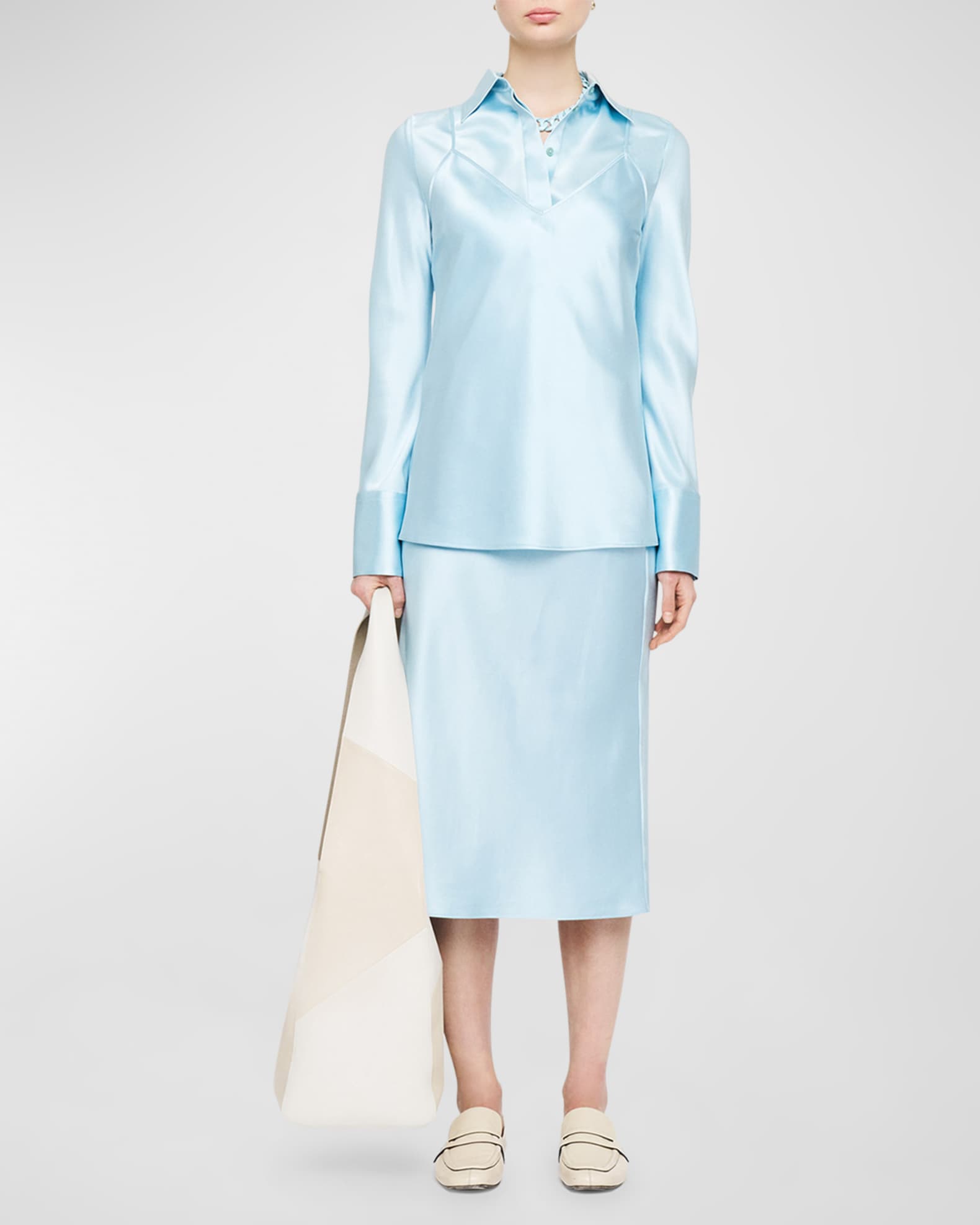 Joseph Clea V-Neck Silk Satin Tank | Neiman Marcus