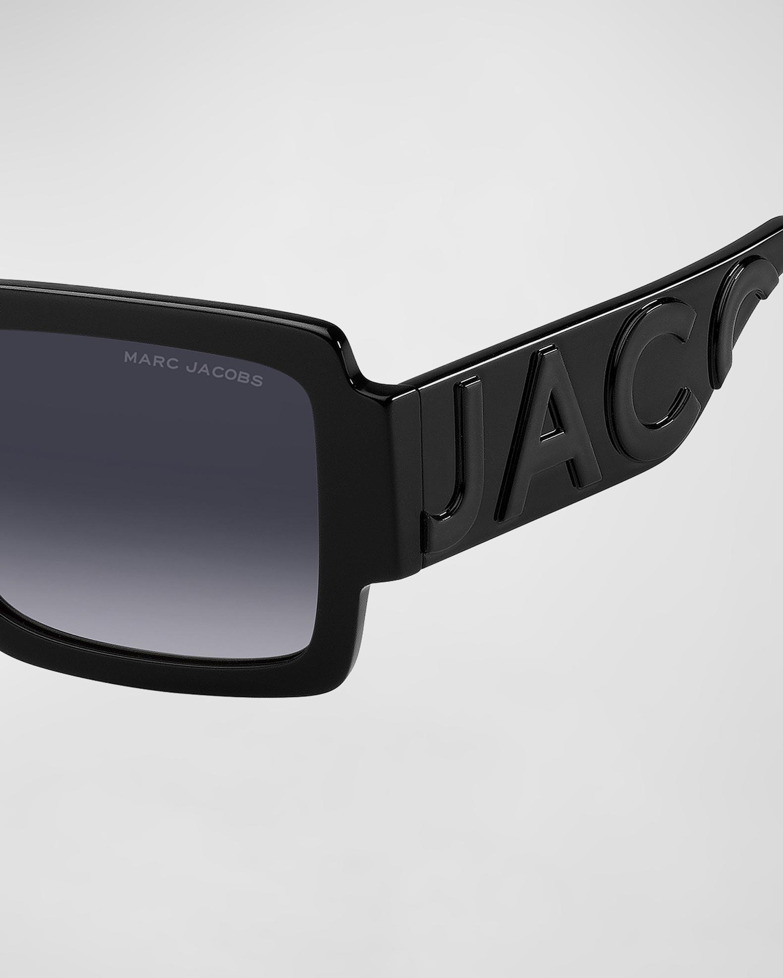 Marc Jacobs Embossed Logo Acetate Rectangle Sunglasses | Neiman Marcus