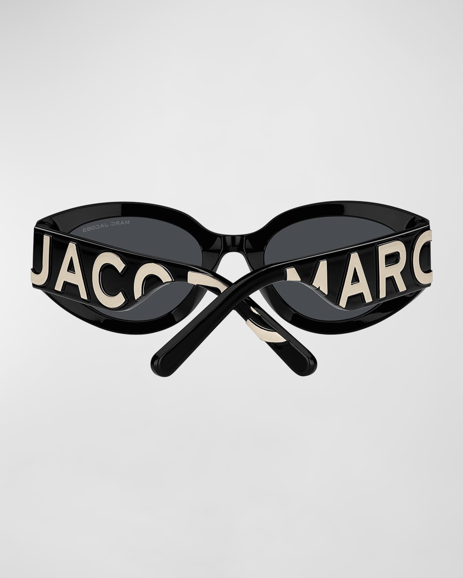 Marc Jacobs Embossed Logo Acetate Oval Sunglasses | Neiman Marcus