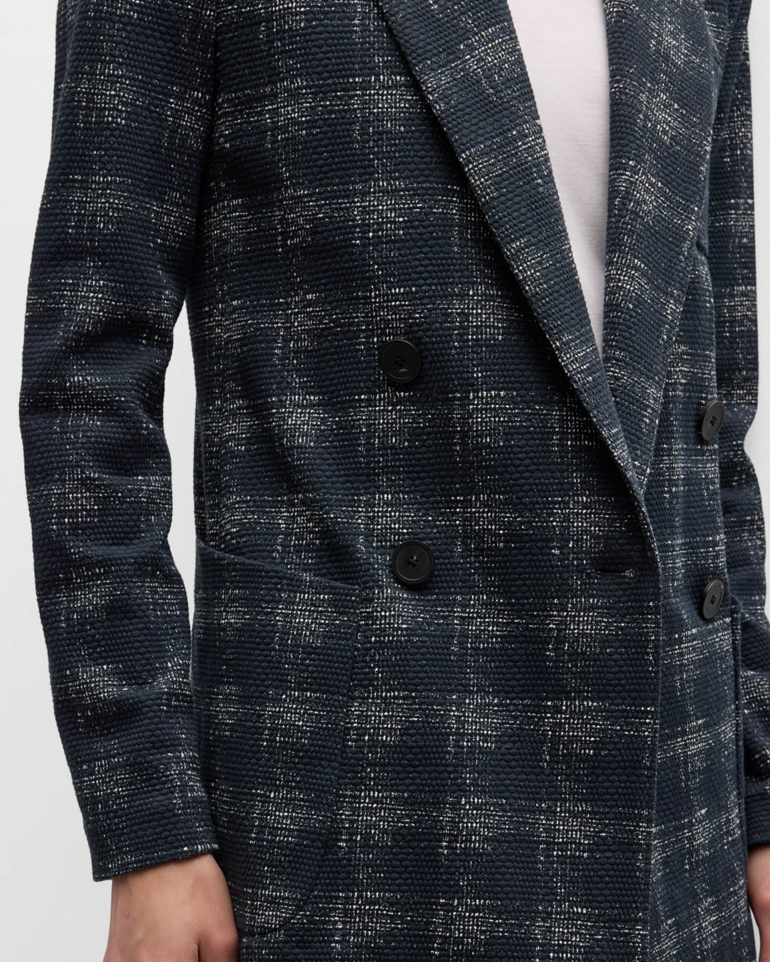 Emporio Armani Double-Breasted Check Jacquard Blazer | Neiman Marcus