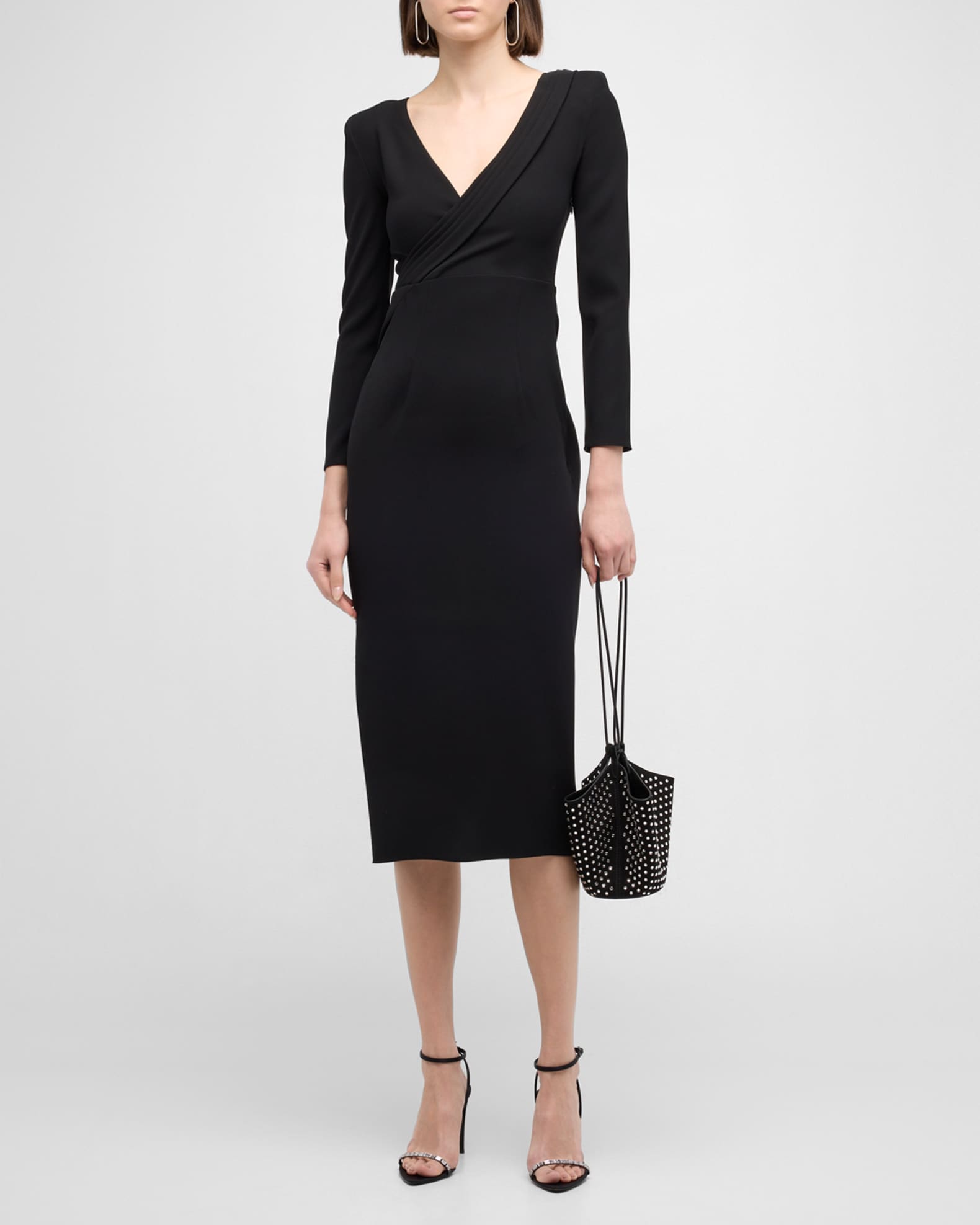 Emporio Armani Pleated Cady Column Midi Dress | Neiman Marcus