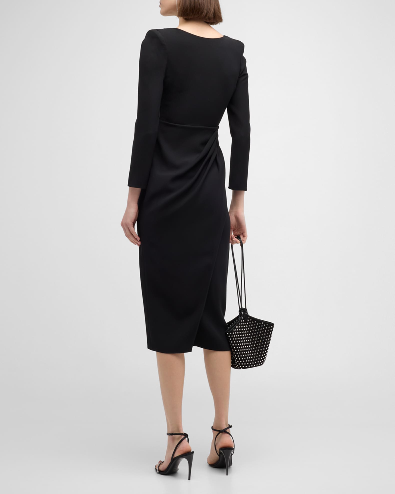 Emporio Armani Pleated Cady Column Midi Dress | Neiman Marcus
