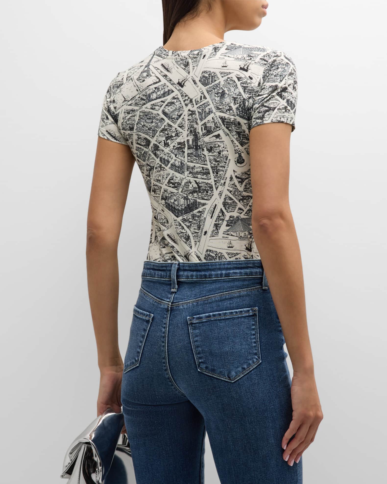 L'Agence Ressi Short-Sleeve Map of Paris Tee | Neiman Marcus