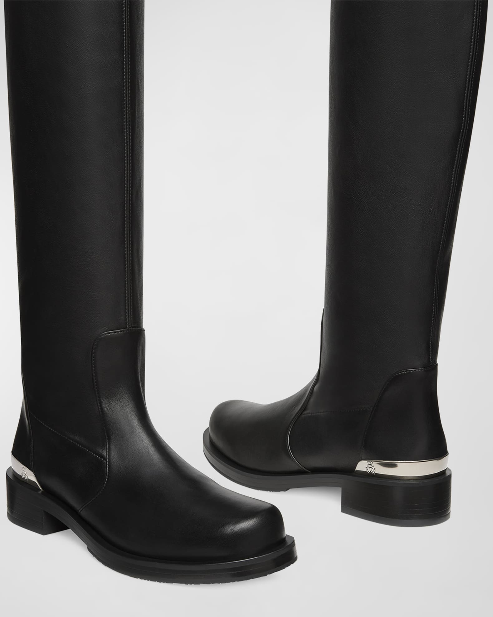 Stuart Weitzman Mercer Bold Leather Knee Boots | Neiman Marcus