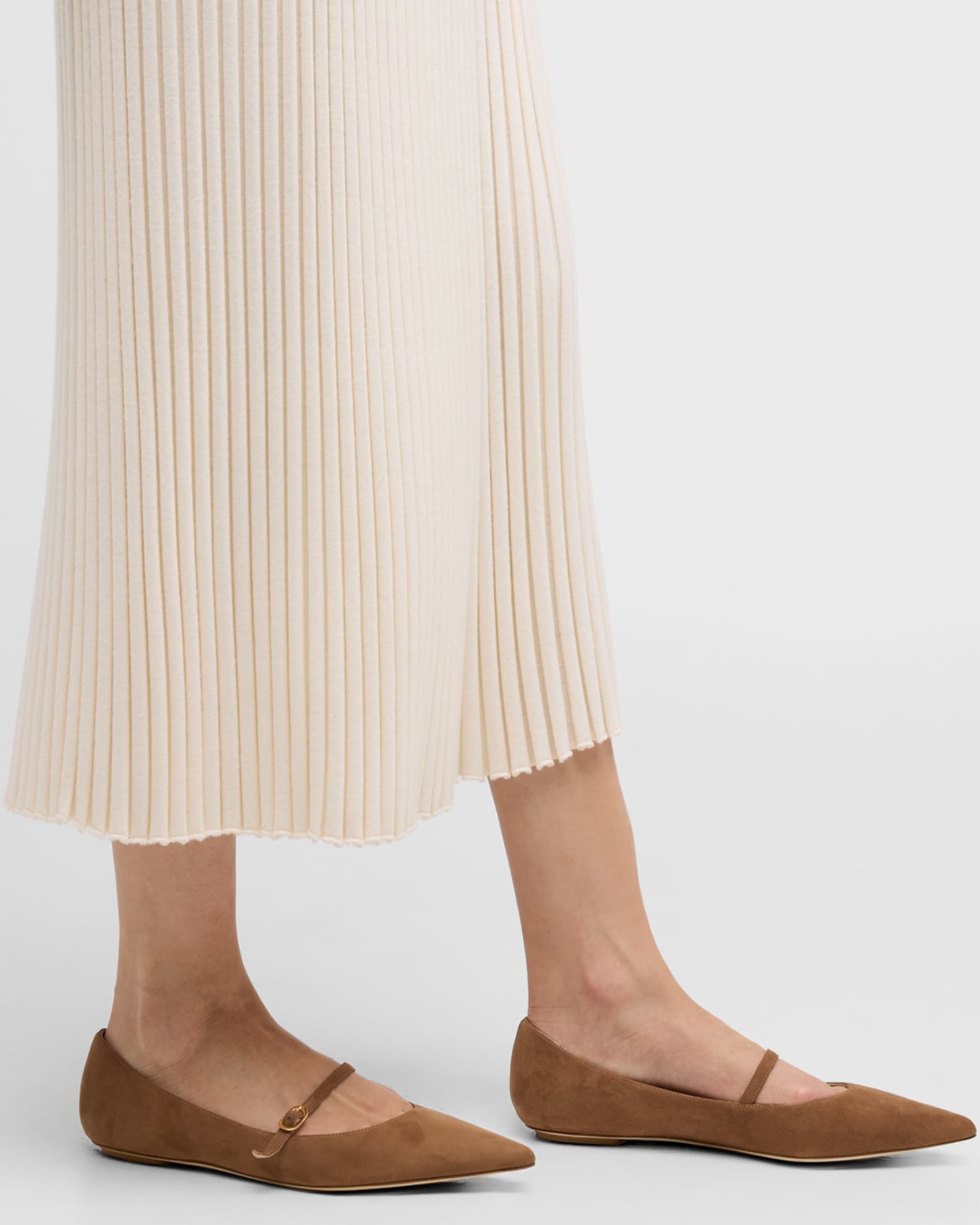 Stuart Weitzman Emilia Suede Mary Jane Ballerina Flats | Neiman Marcus