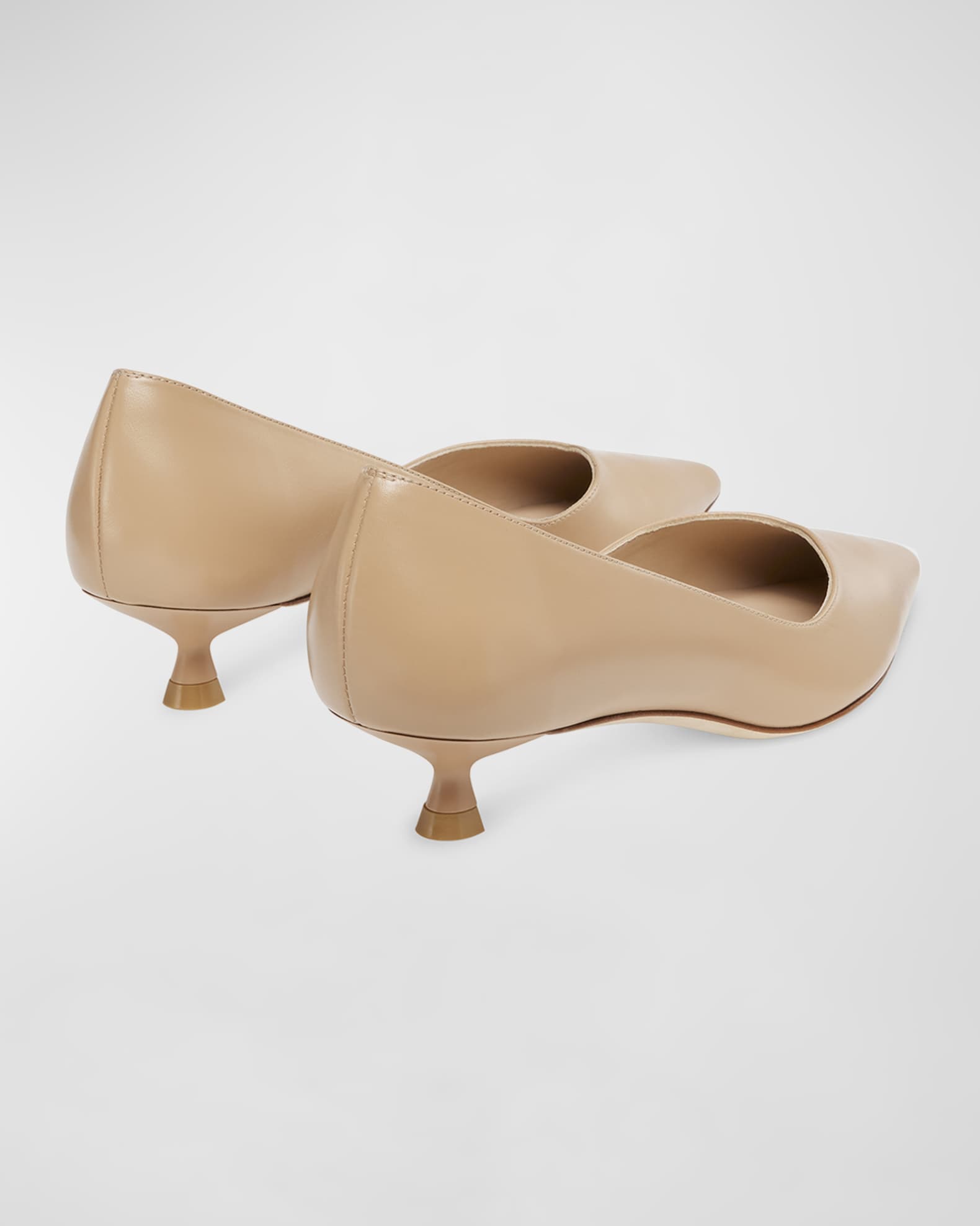 Stuart Weitzman Eva Leather Kitten-Heel Pumps | Neiman Marcus
