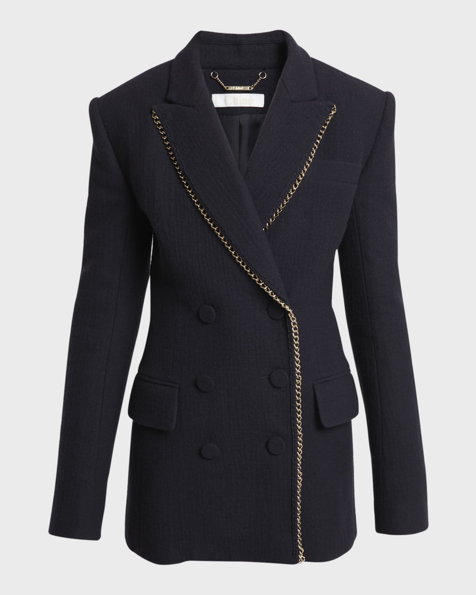 Chloe Wool Blazer with Chain Detail | Neiman Marcus