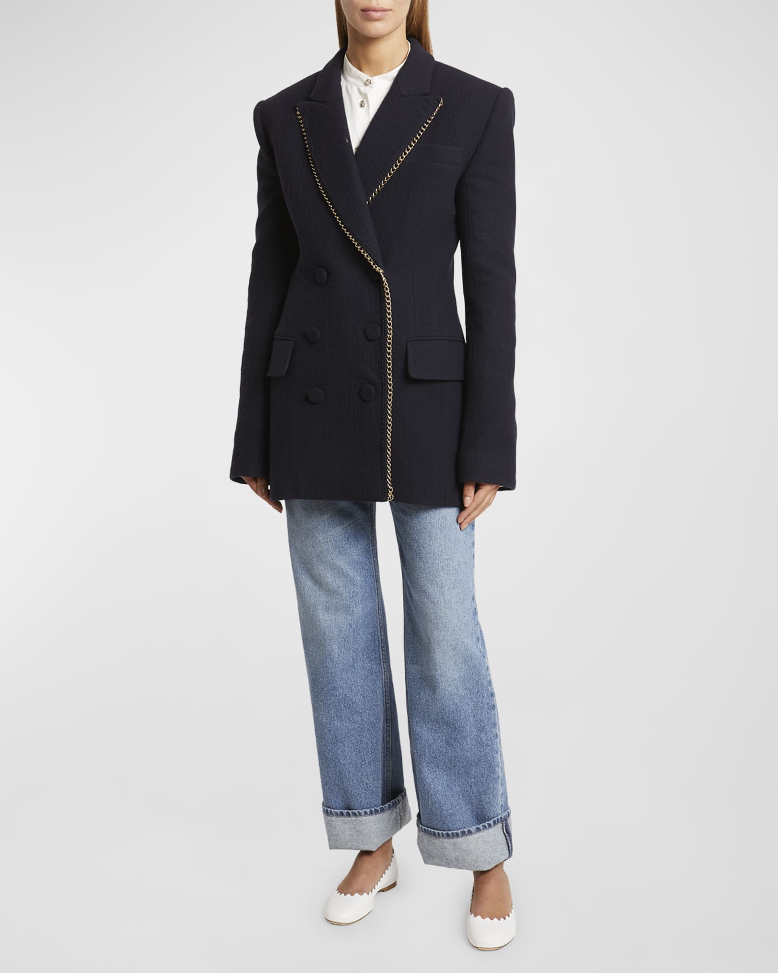 Chloe Wool Blazer with Chain Detail | Neiman Marcus