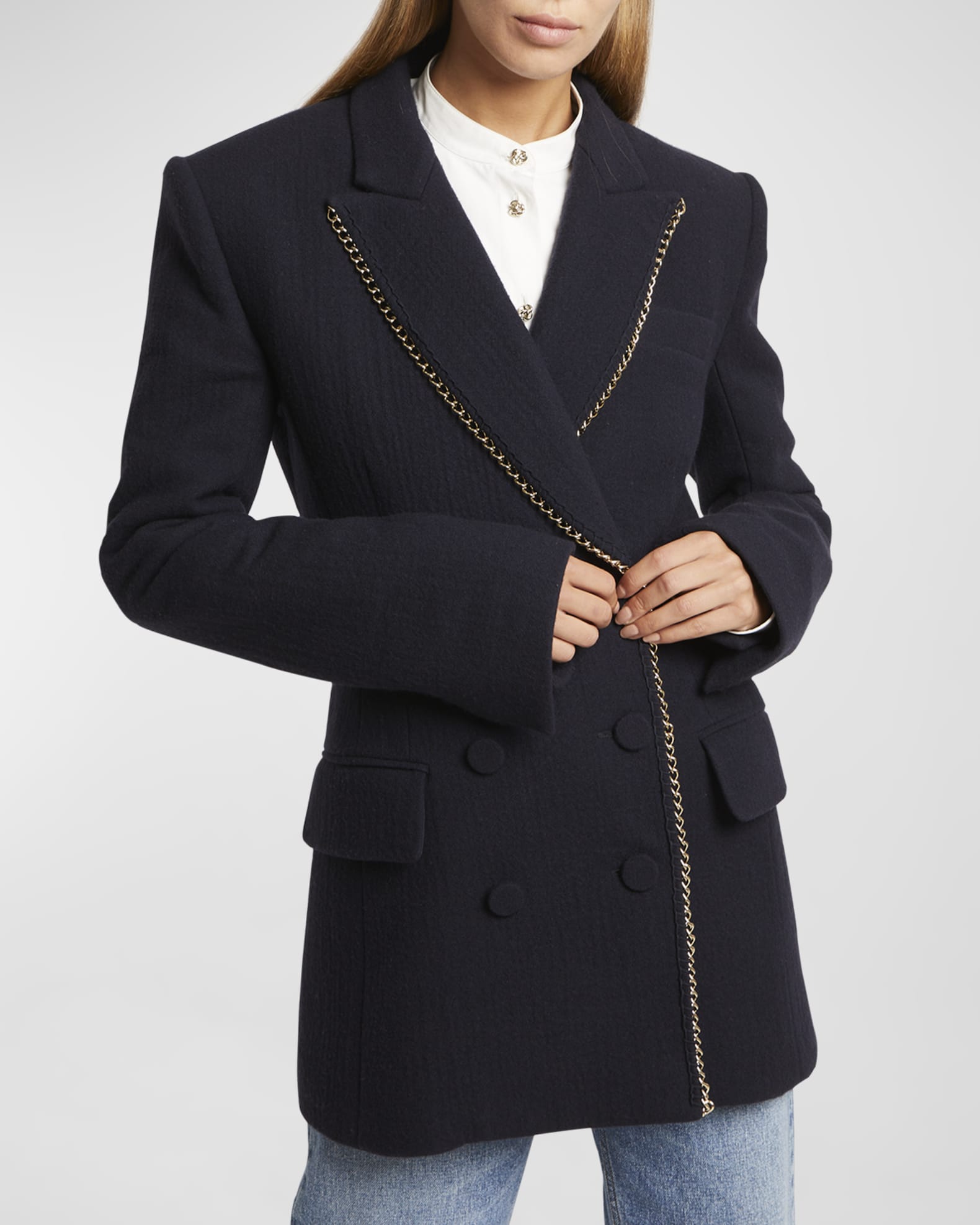 Chloe Wool Blazer with Chain Detail | Neiman Marcus