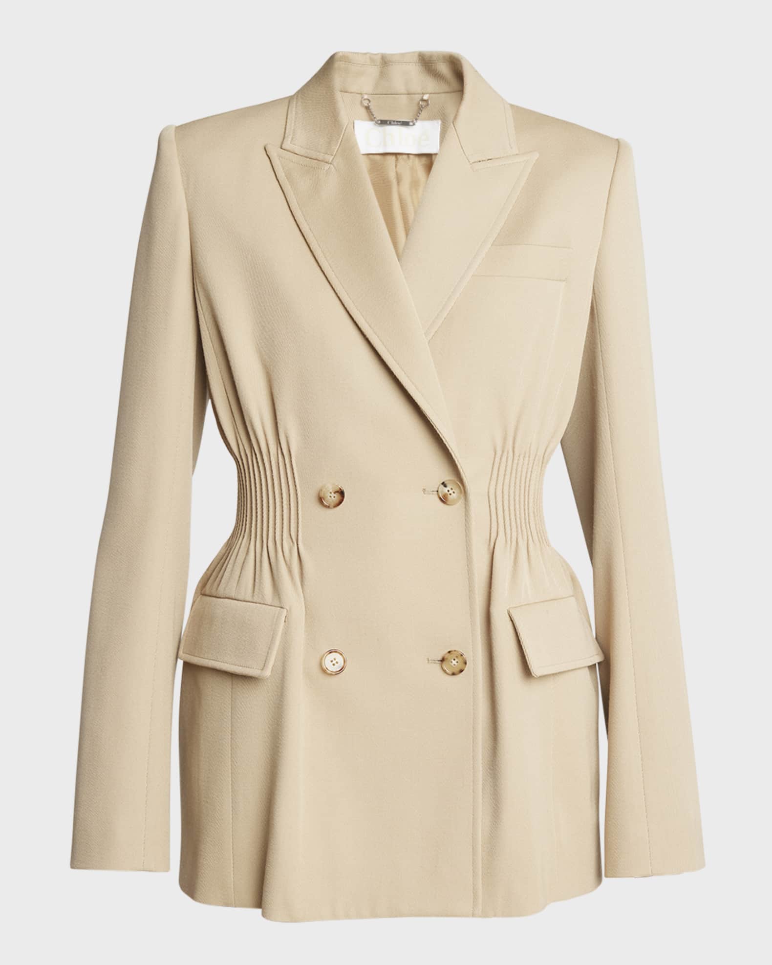 Chloe Soft Wool Top Coat with Cinched Waist | Neiman Marcus