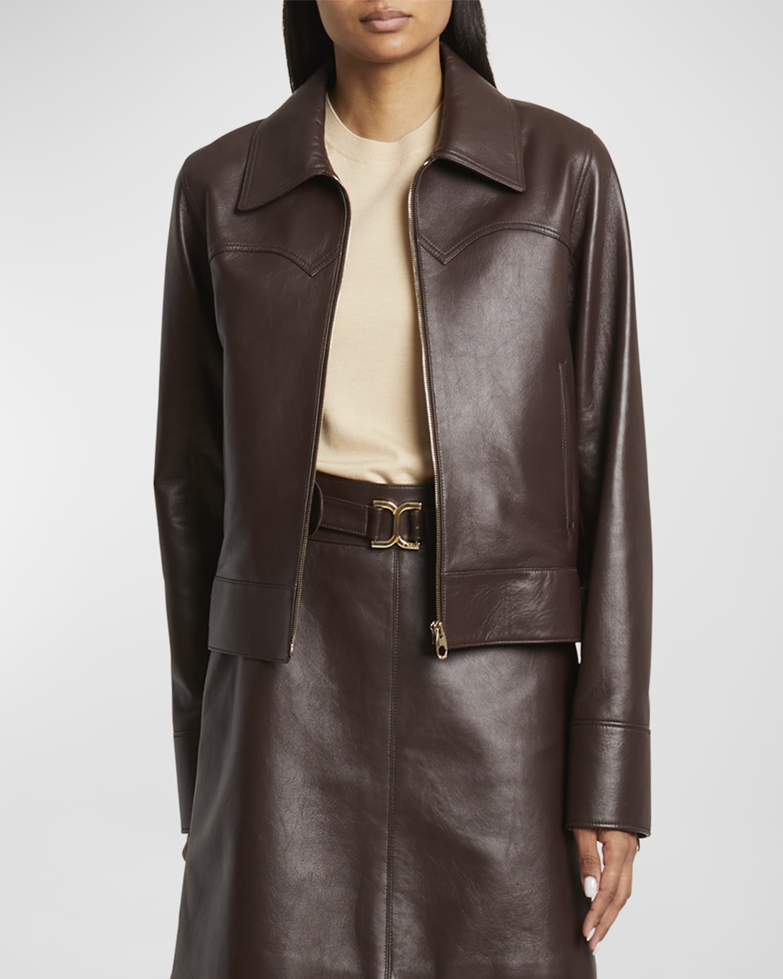 Chloe Nappa Leather Bomber Jacket | Neiman Marcus