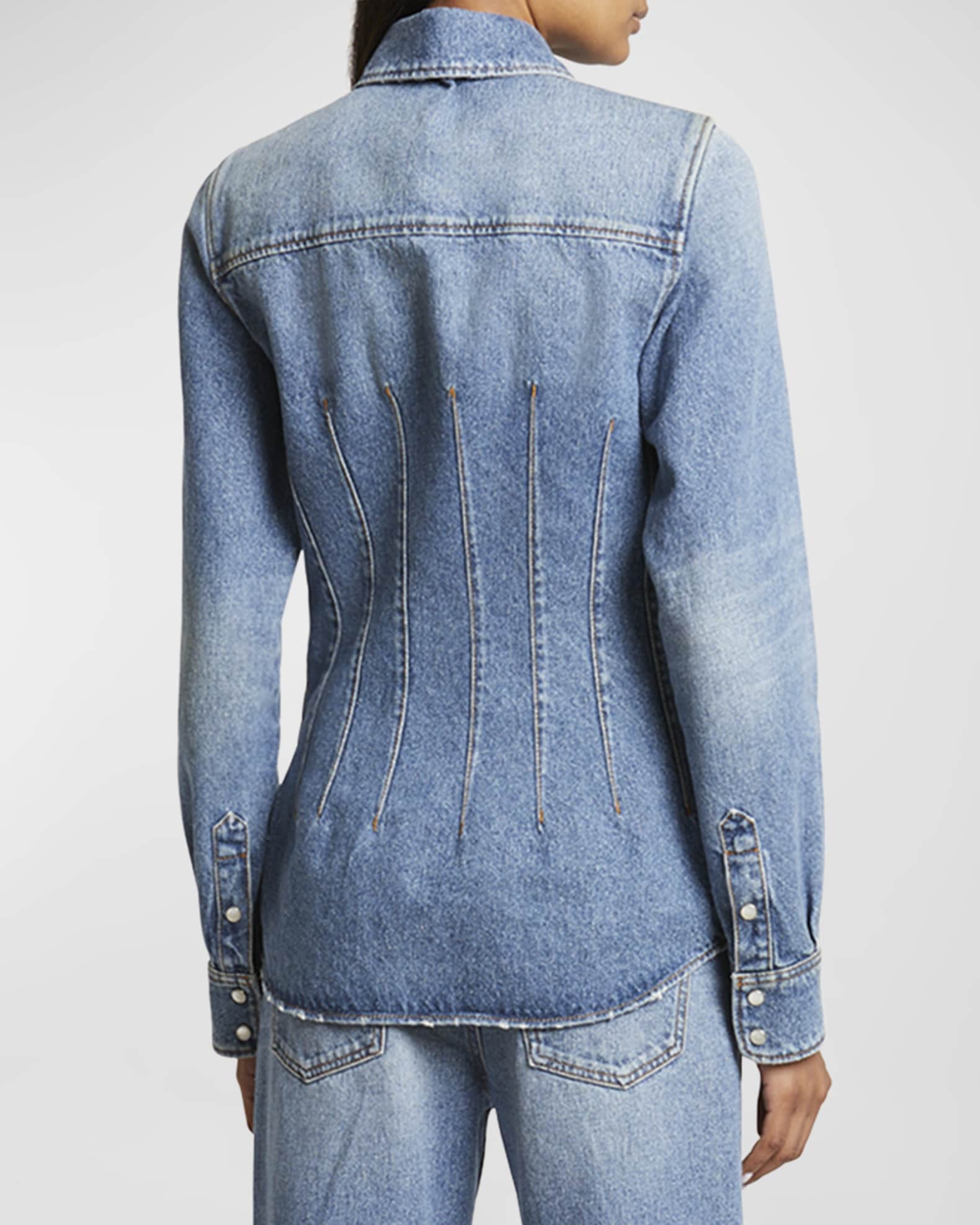 Chloe Fitted Denim Top | Neiman Marcus
