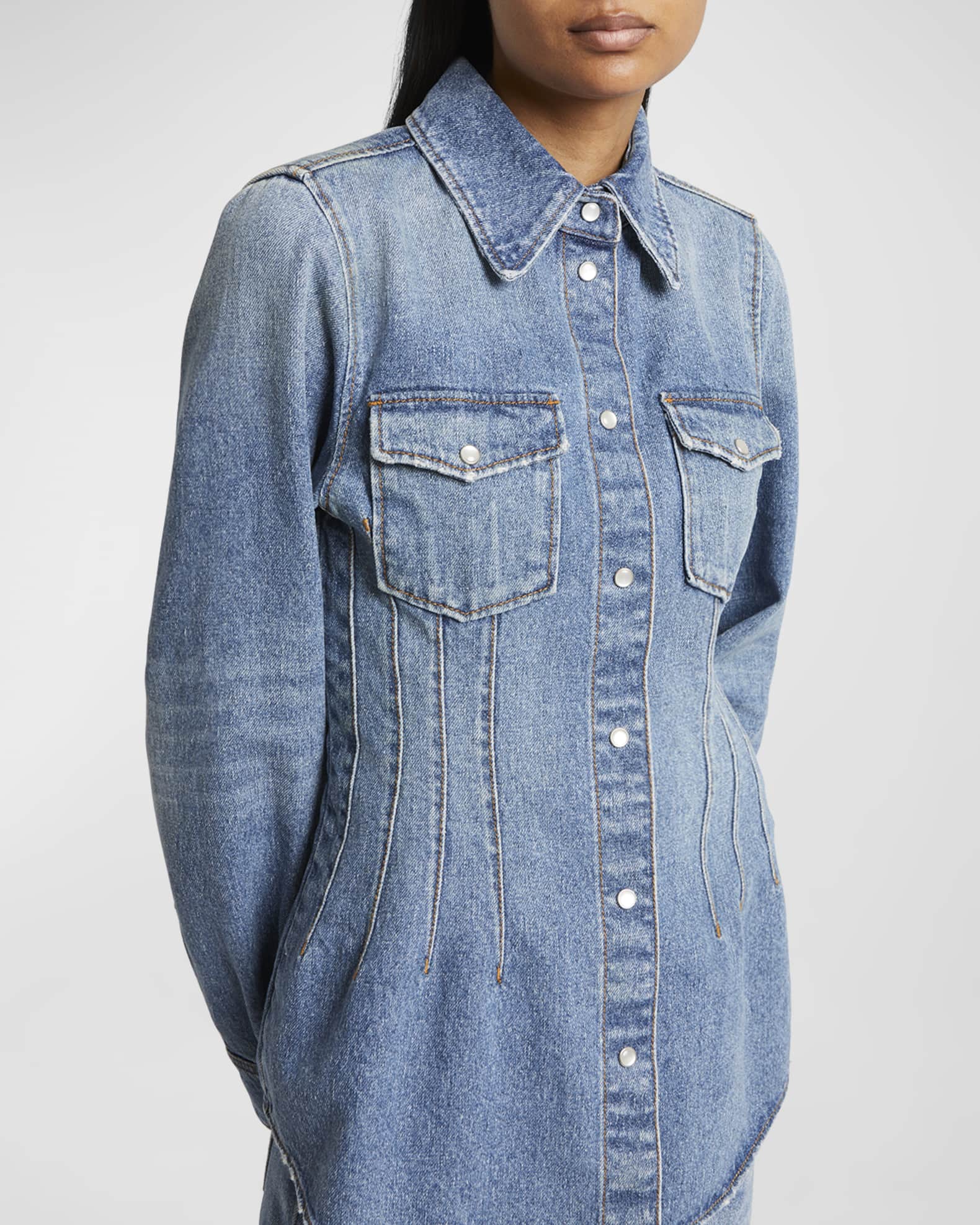 Chloe Fitted Denim Top | Neiman Marcus