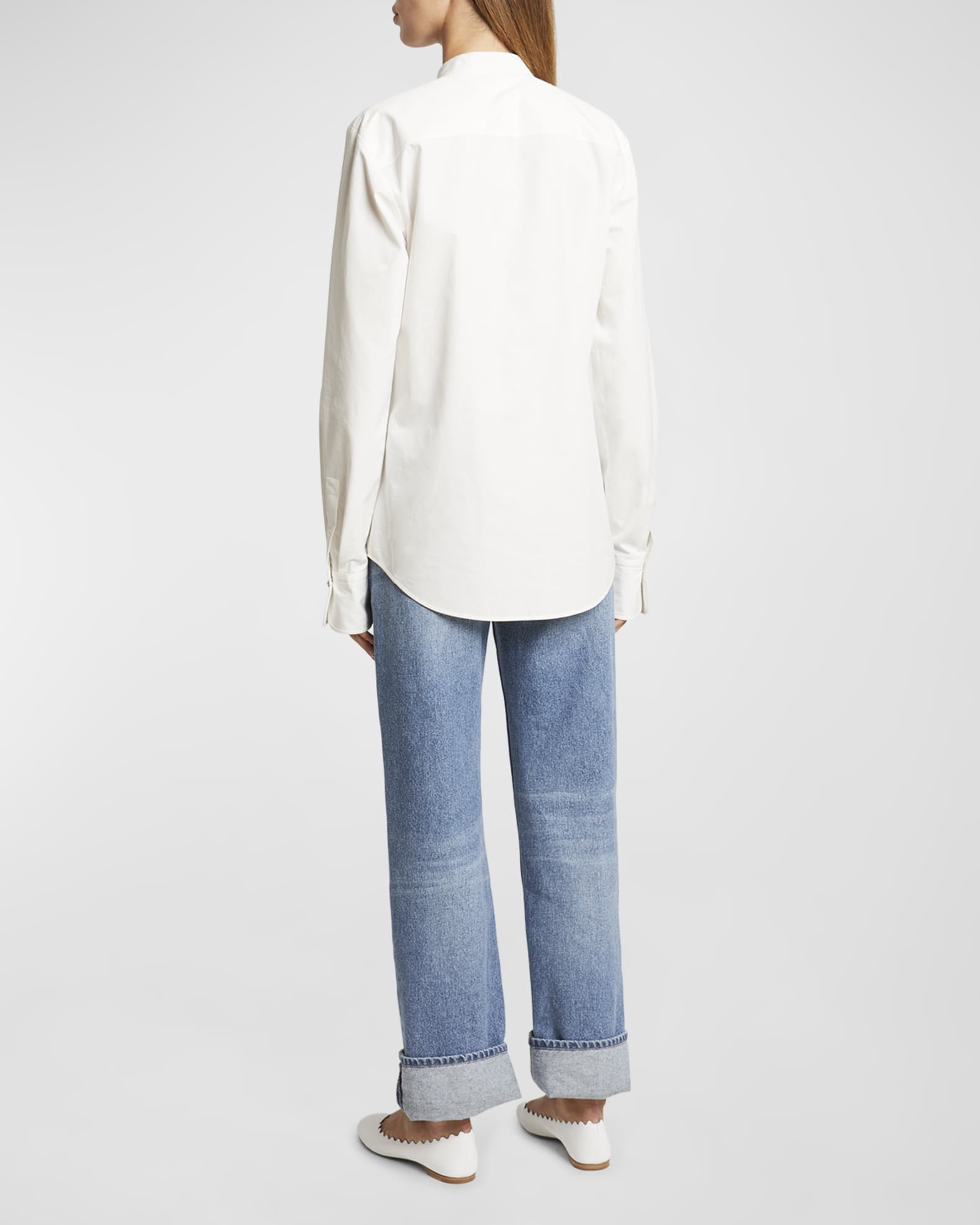 Chloe Cotton Poplin Blouse with Crystal Buttons | Neiman Marcus