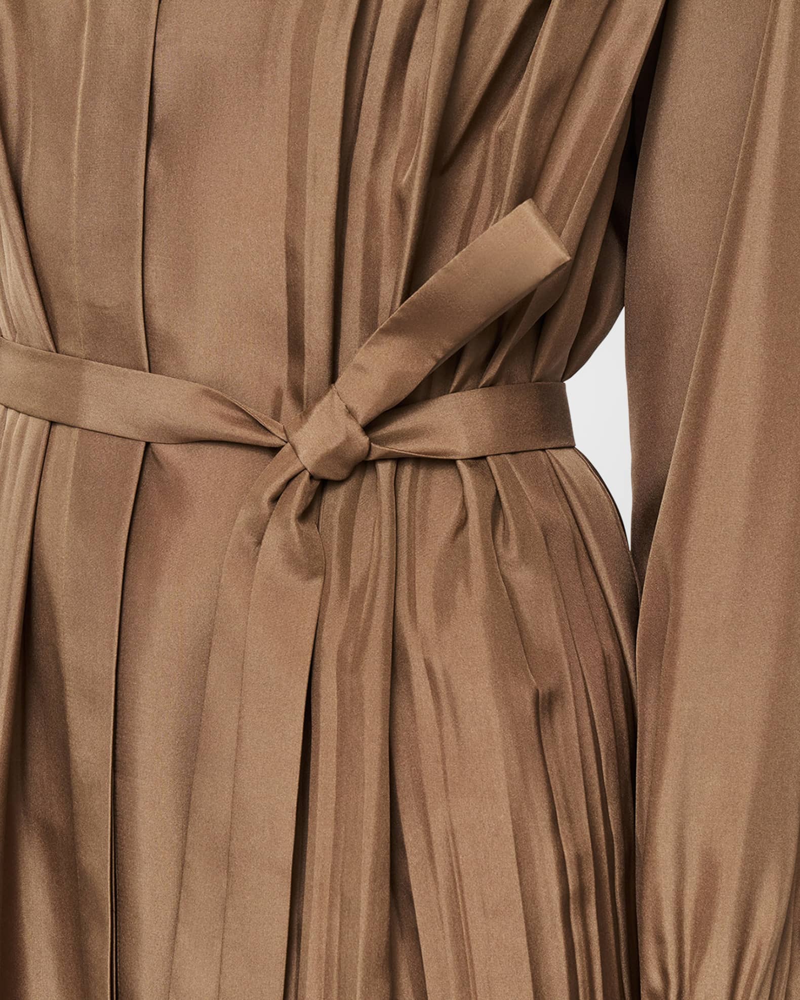 Joseph Danton Pleated Habotai Silk Midi Shirtdress | Neiman Marcus
