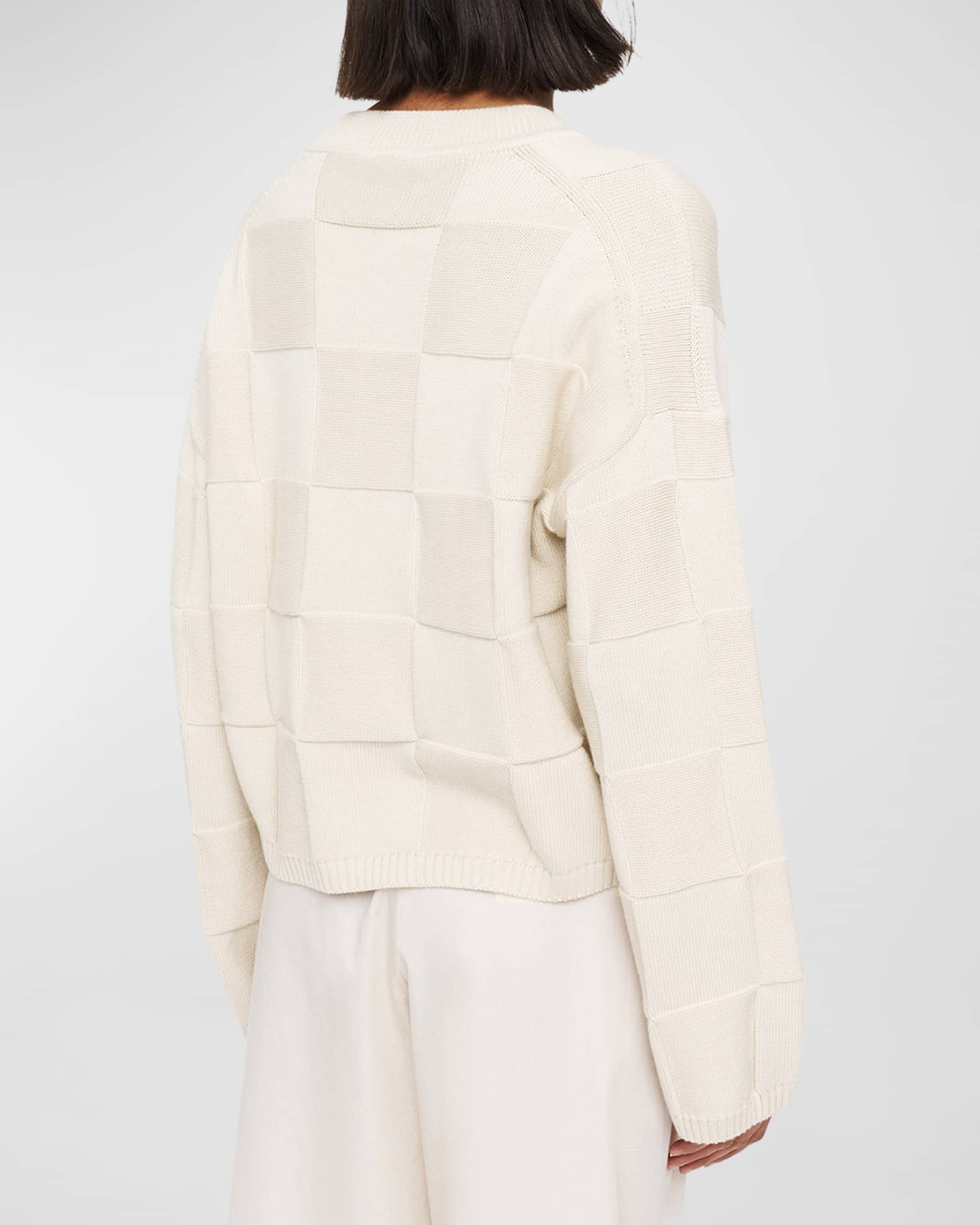 Joseph Oversized Crewneck Vichy-Knit Sweater | Neiman Marcus