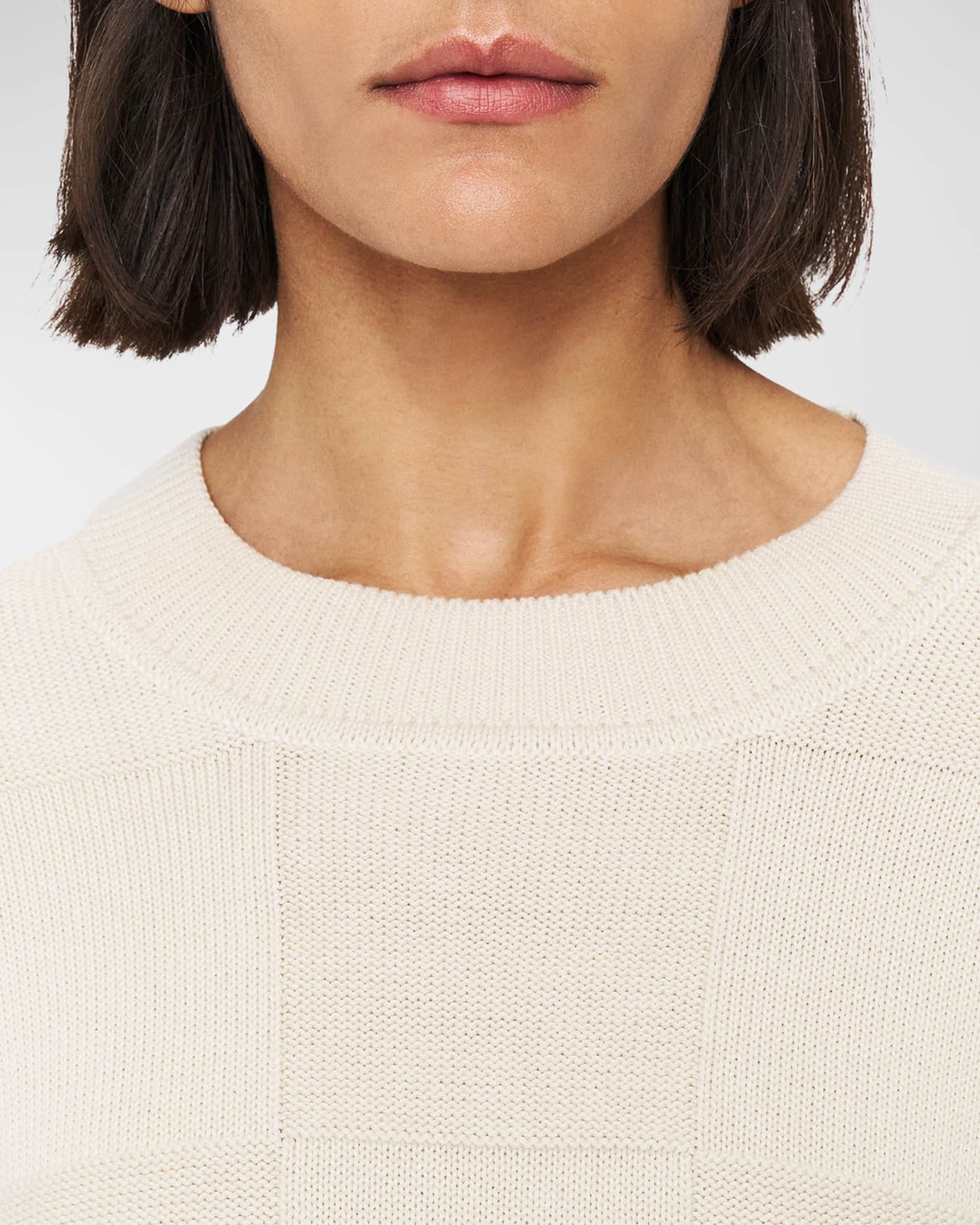 Joseph Oversized Crewneck Vichy-Knit Sweater | Neiman Marcus