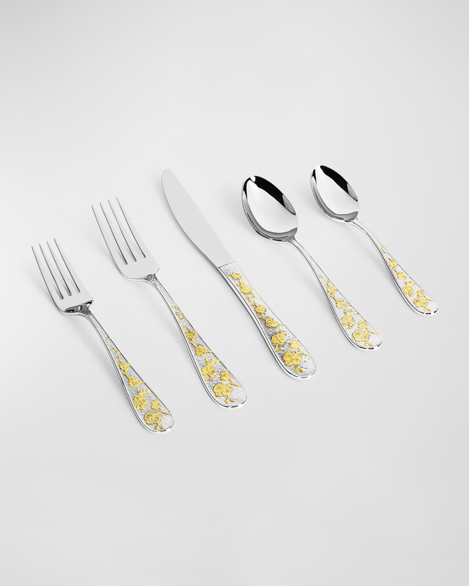 Michael Aram Orchid 5-Piece Gold-Tone Flatware Set | Neiman Marcus