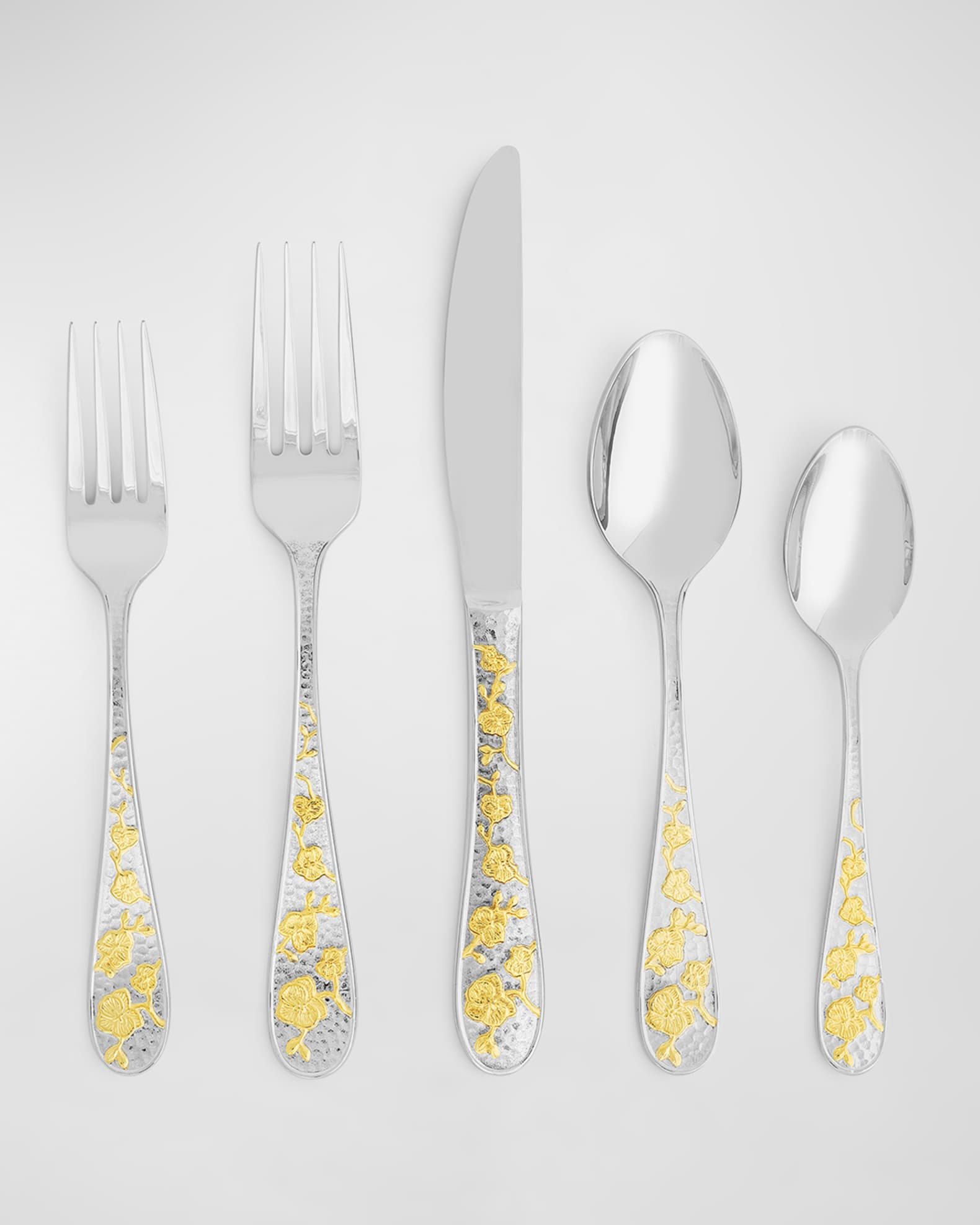 Michael Aram Orchid 5-Piece Gold-Tone Flatware Set | Neiman Marcus