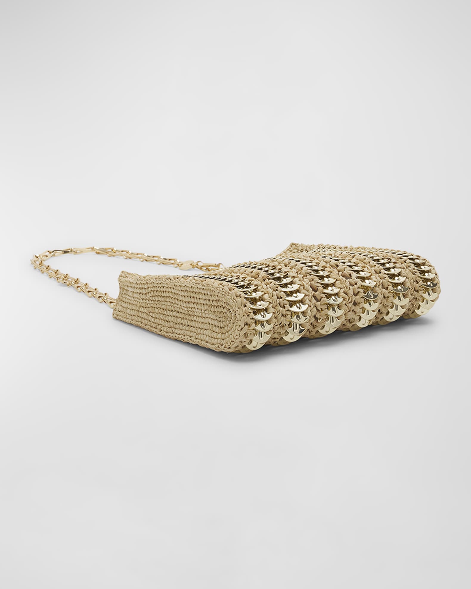 Rabanne Sac Disc-Link Raffia Shoulder Bag | Neiman Marcus