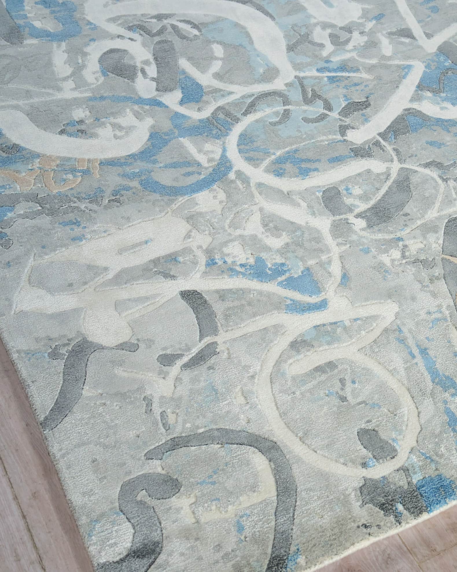 Gianni Hand-Loomed Silver & Blue Rug | Neiman Marcus