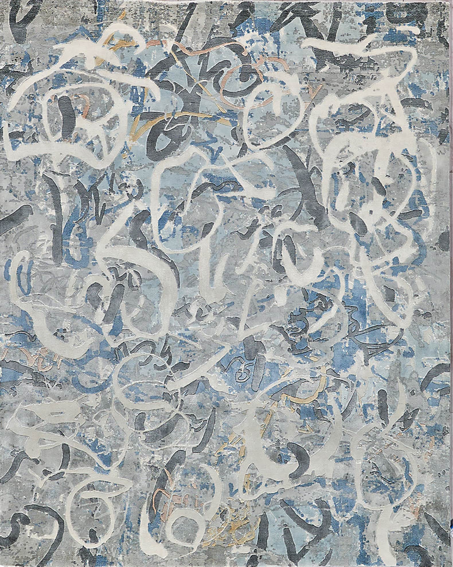 Gianni Hand-Loomed Silver & Blue Rug | Neiman Marcus