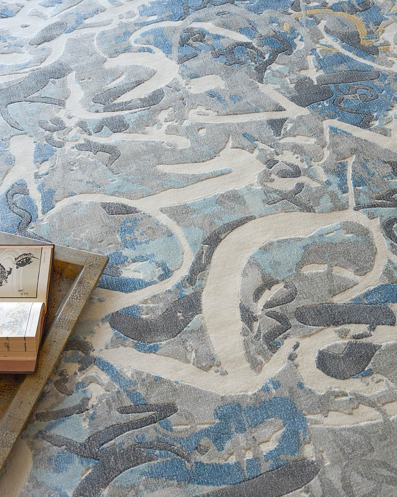 Gianni Hand-Loomed Silver & Blue Rug Collection | Neiman Marcus