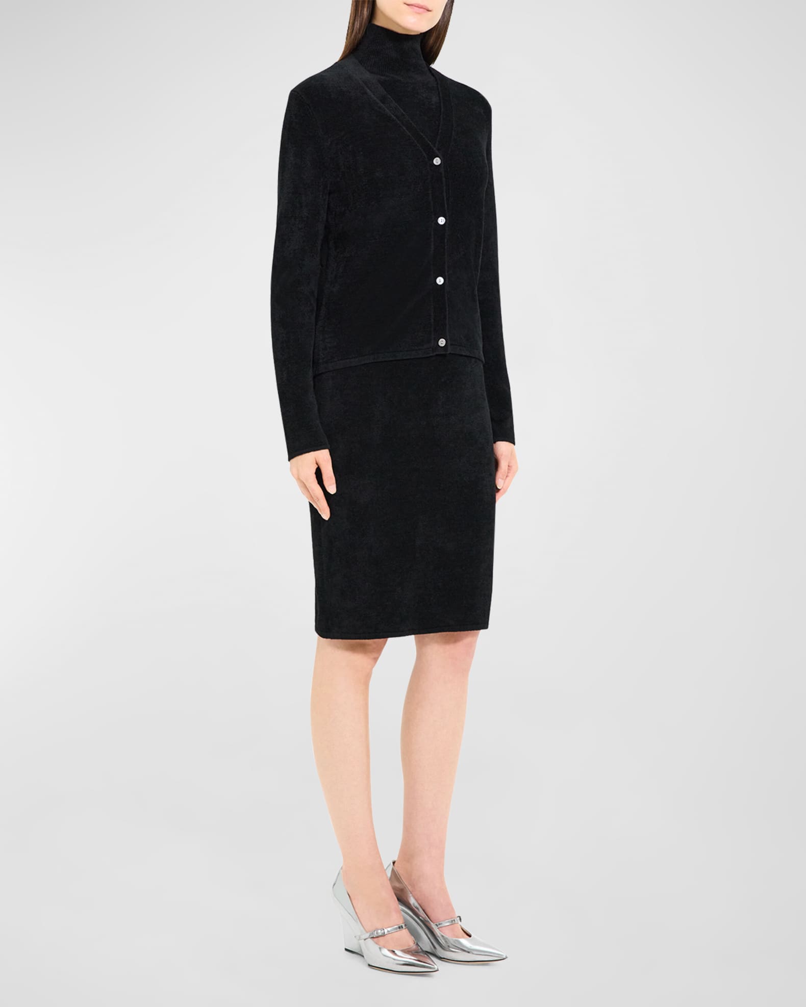 Theory Micro Velvet Cardigan | Neiman Marcus