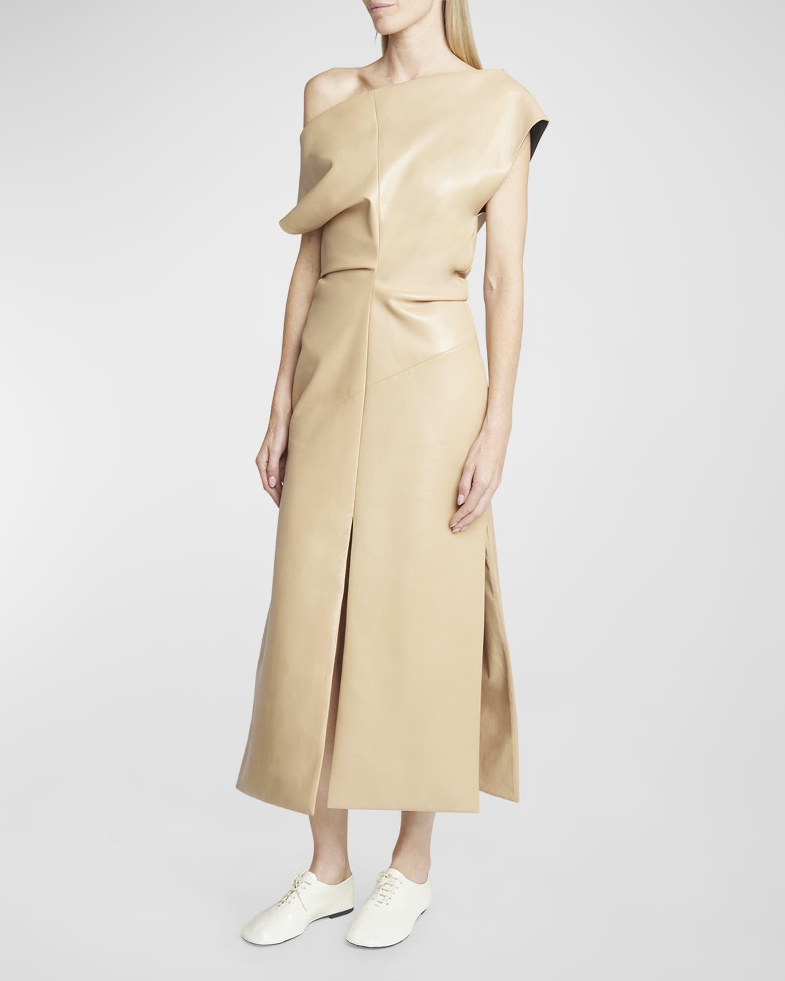 Proenza Schouler Rosa Off-Shoulder Leather Dress | Neiman Marcus