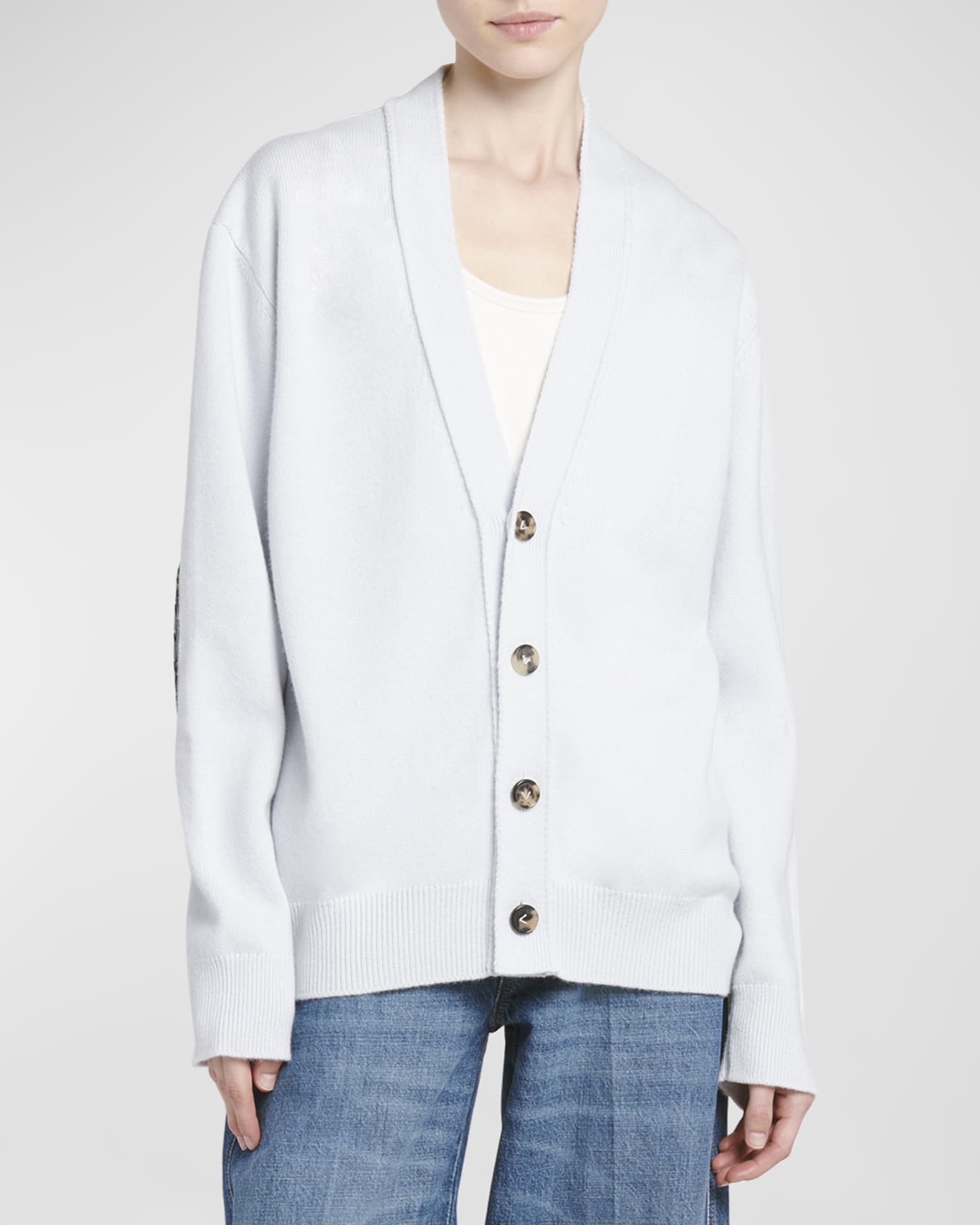 Bottega Veneta Classic Cashmere Cardigan with Intrec Patches | Neiman ...