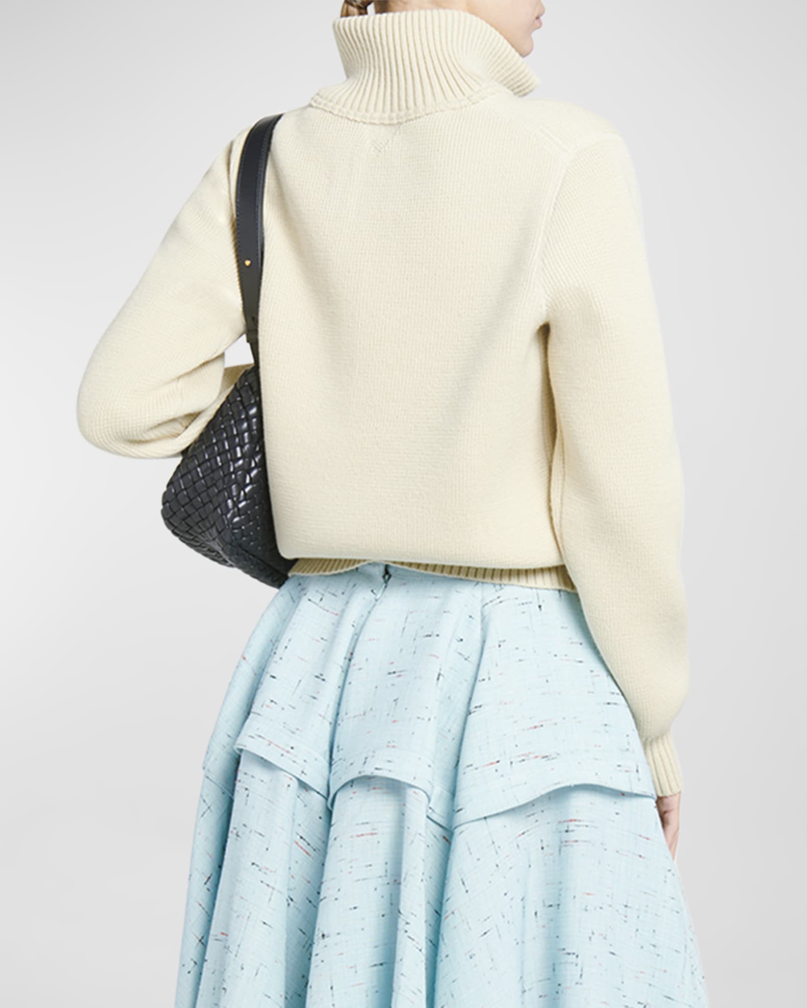 Bottega Veneta Dry Wool Ribbed Half-Zip Sweater | Neiman Marcus