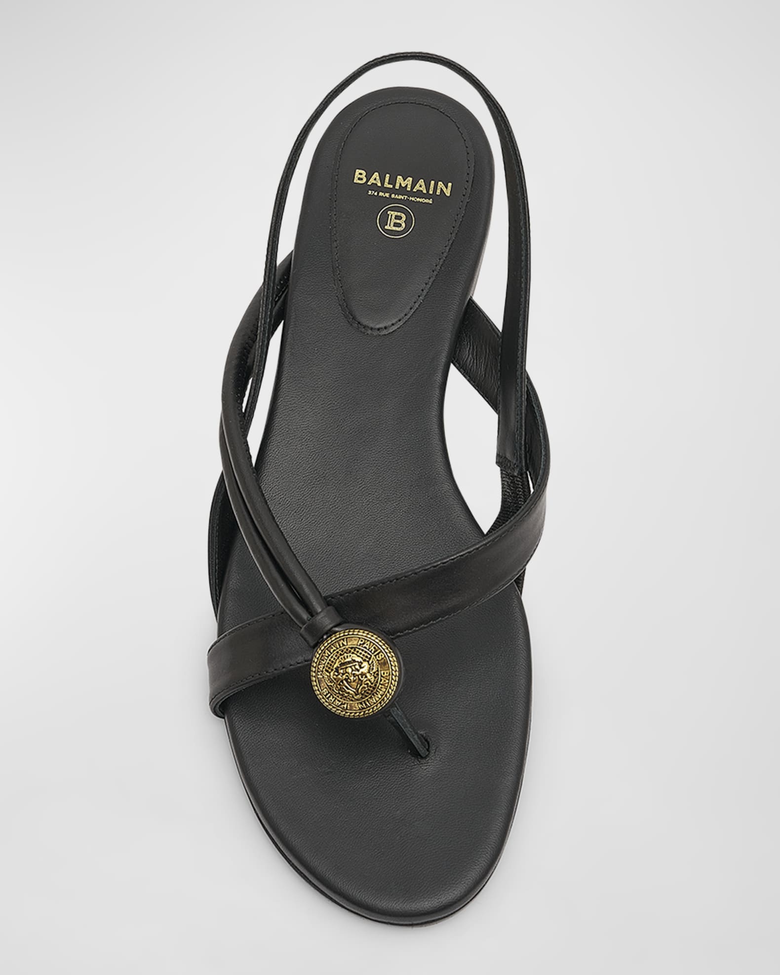 Balmain Alma Leather Medallion Thong Sandals | Neiman Marcus