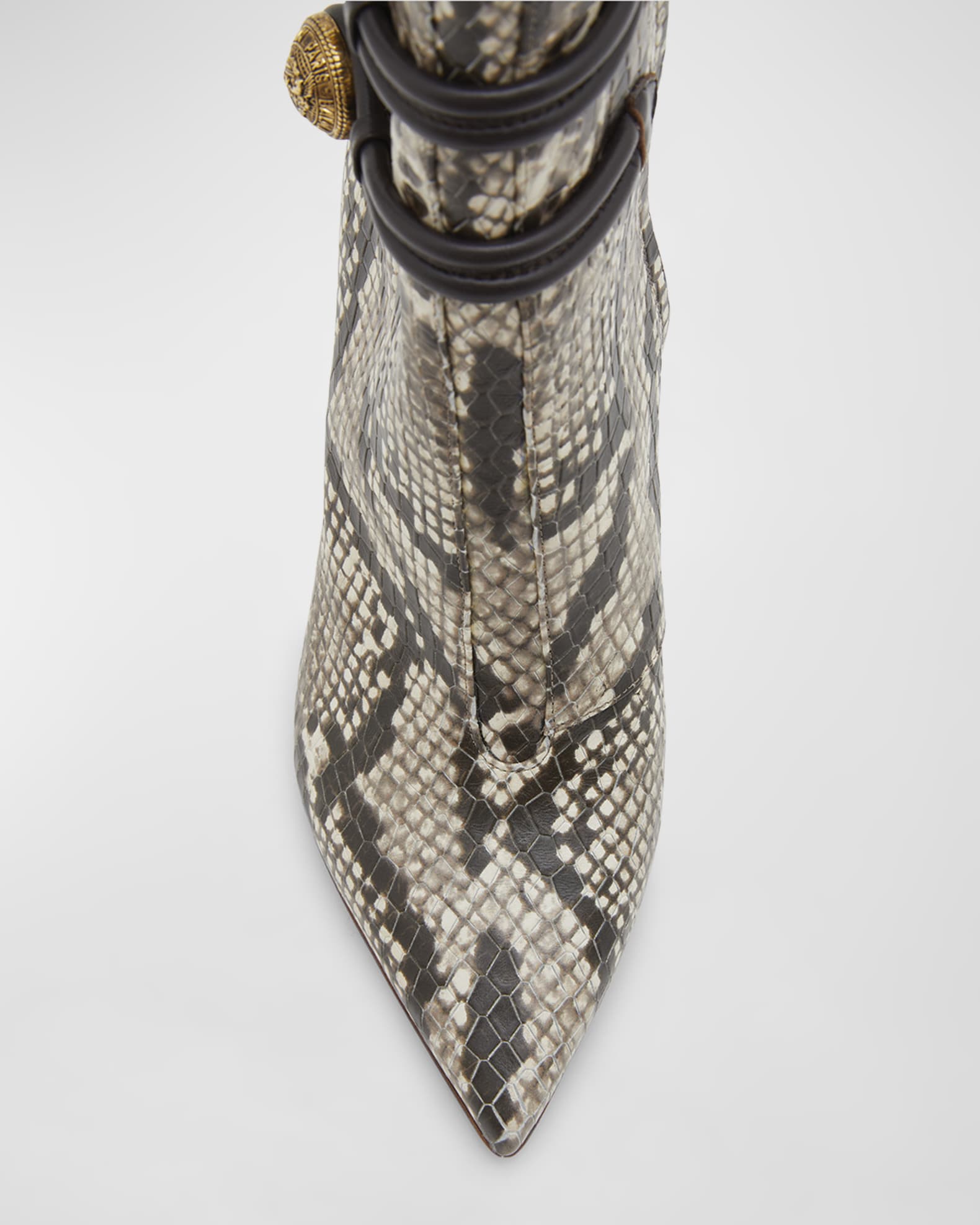 Balmain Alma Python-Embossed Ankle Booties | Neiman Marcus