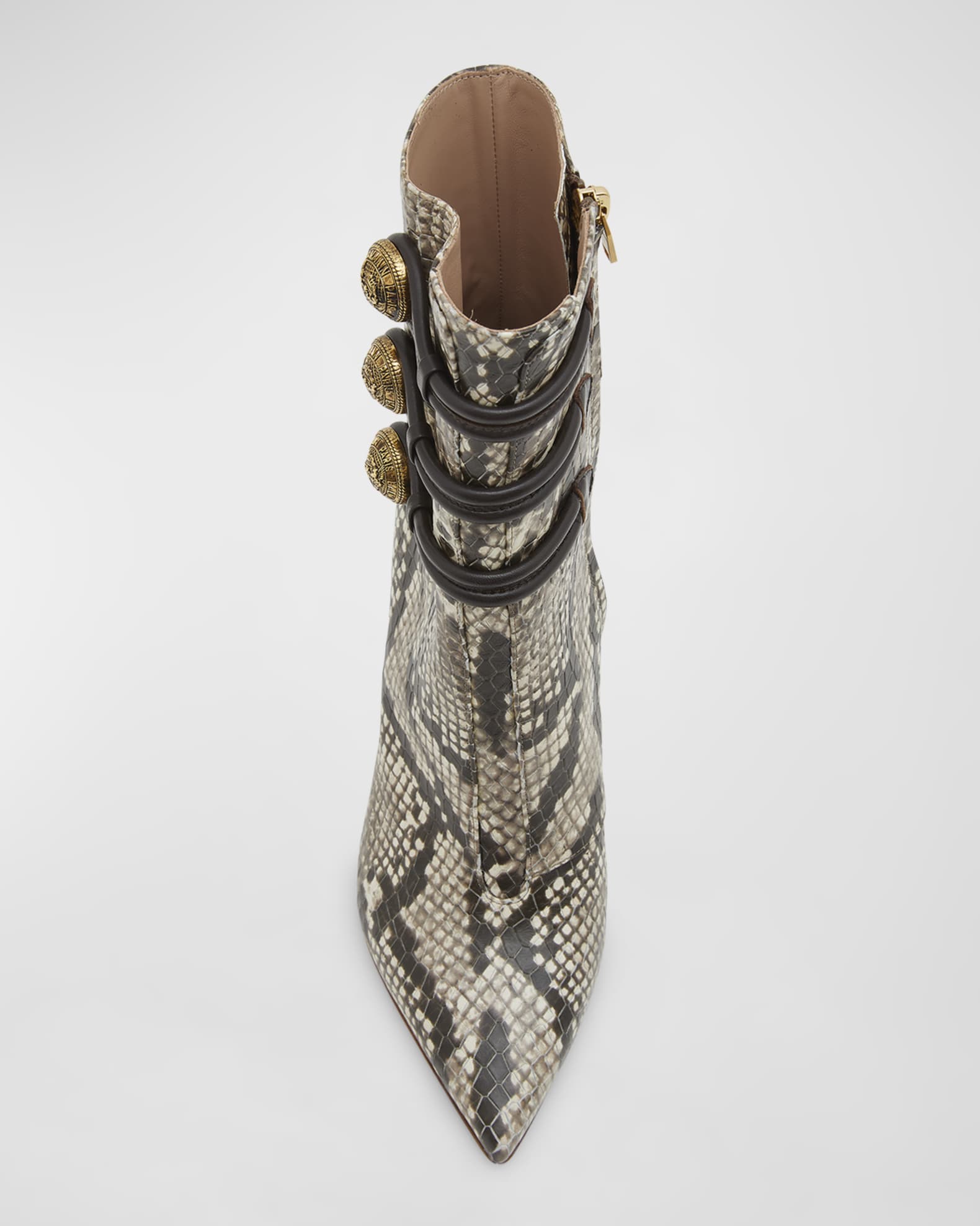 Balmain Alma Python-Embossed Ankle Booties | Neiman Marcus