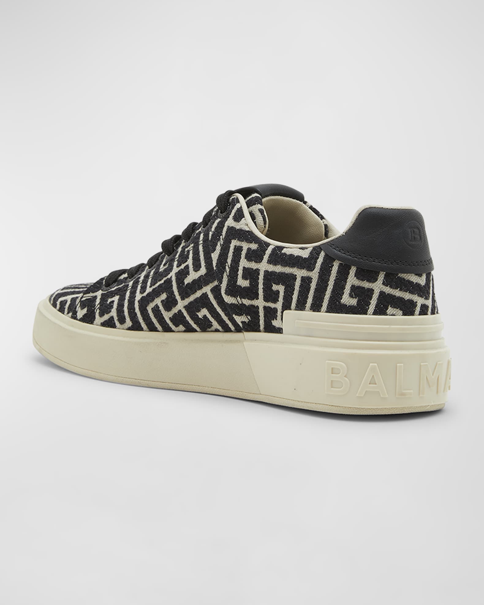 Balmain B Court Monogram Jacquard Low-Top Sneakers | Neiman Marcus