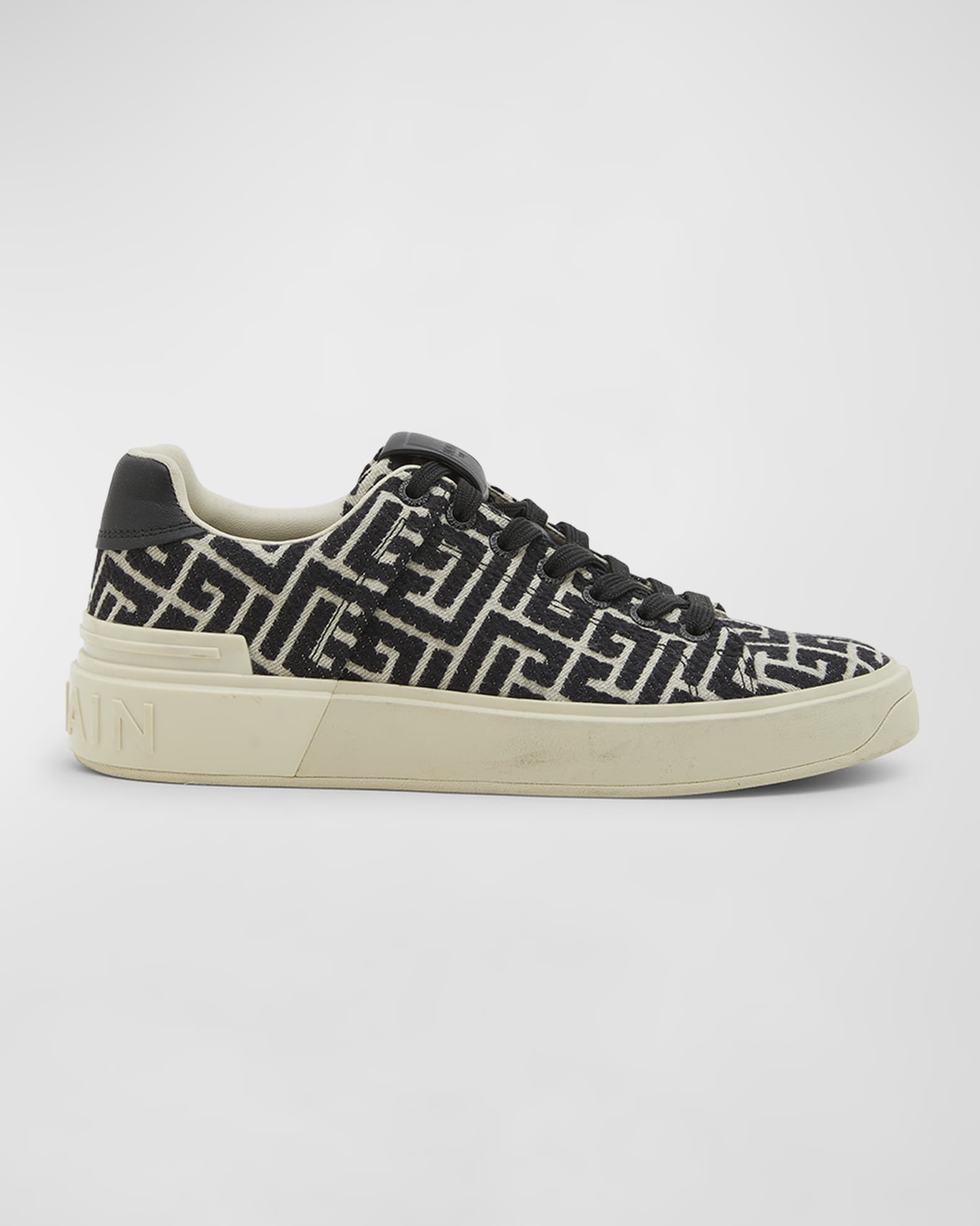 Balmain B Court Monogram Jacquard Low-Top Sneakers | Neiman Marcus