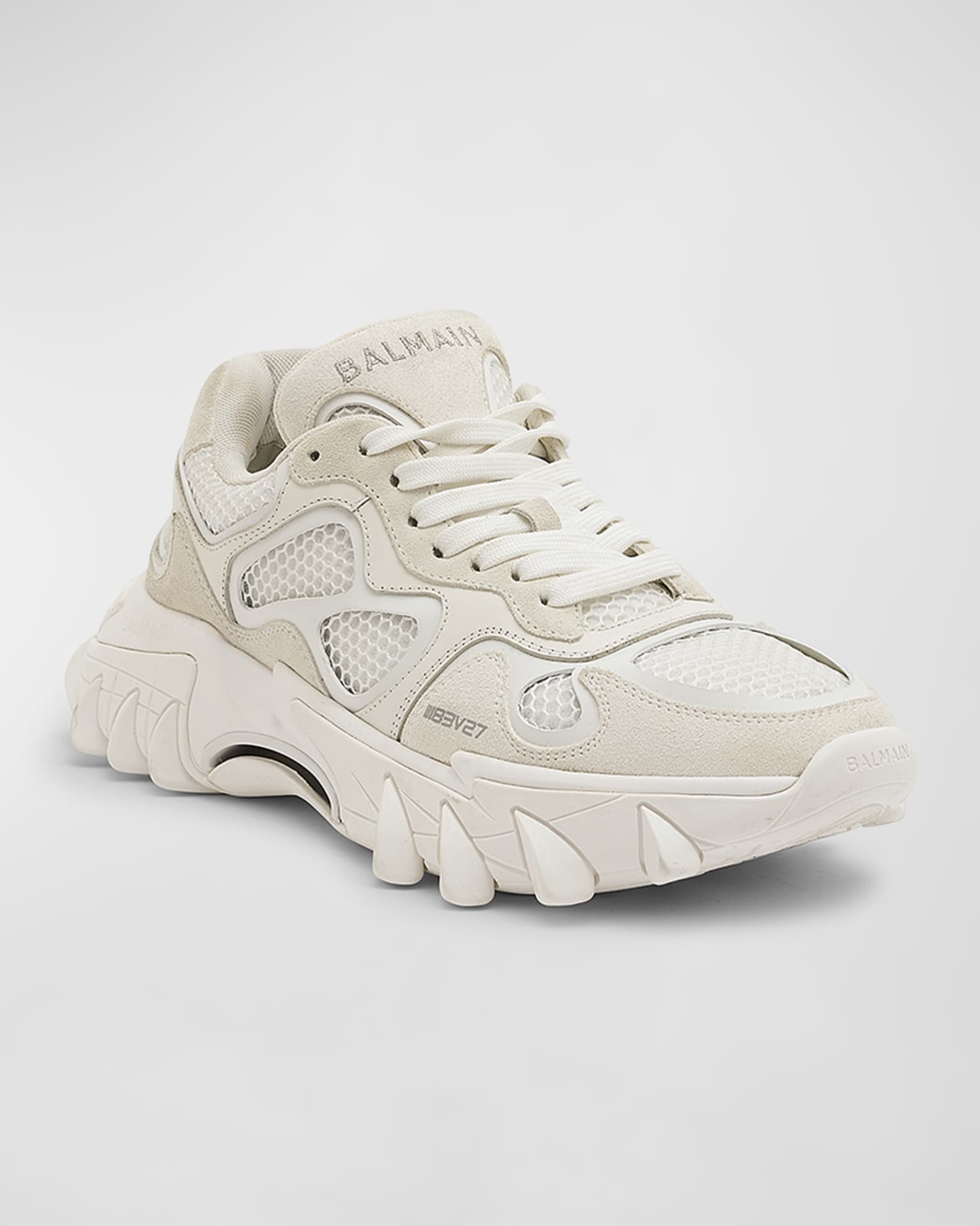 Balmain B-East Mixed Leather Trainer Sneakers | Neiman Marcus