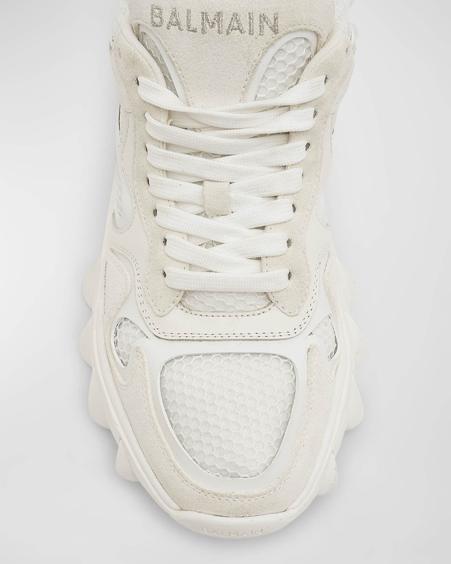 Balmain B-East Mixed Leather Trainer Sneakers | Neiman Marcus