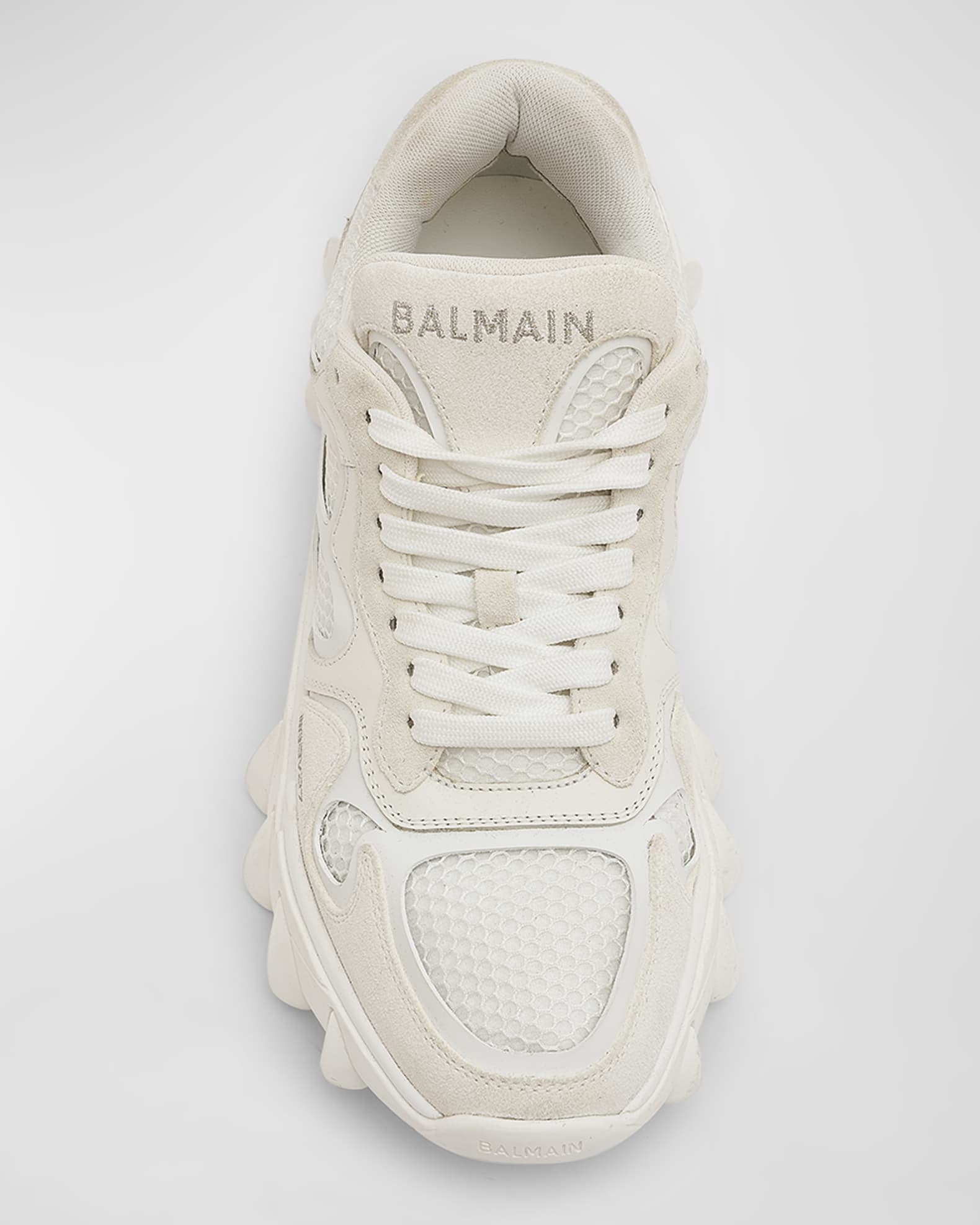 Balmain B-East Mixed Leather Trainer Sneakers | Neiman Marcus