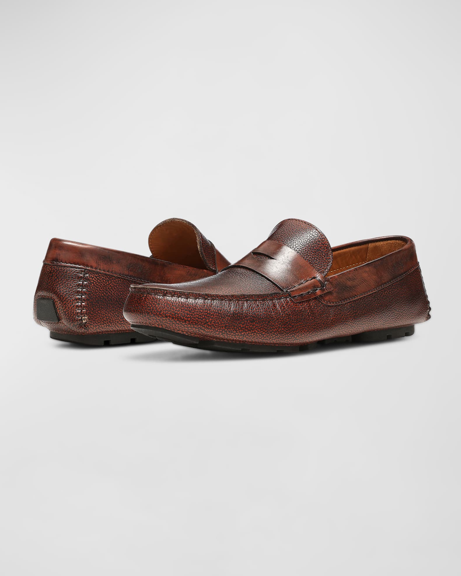 Donald Pliner Men's Calfskin Driver Penny Loafers | Neiman Marcus