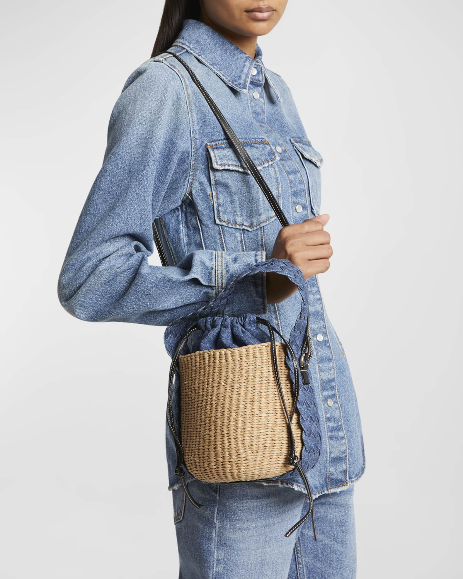 Chloe x Mifuko Woody Small Basket Bag with Braided Denim Handles ...