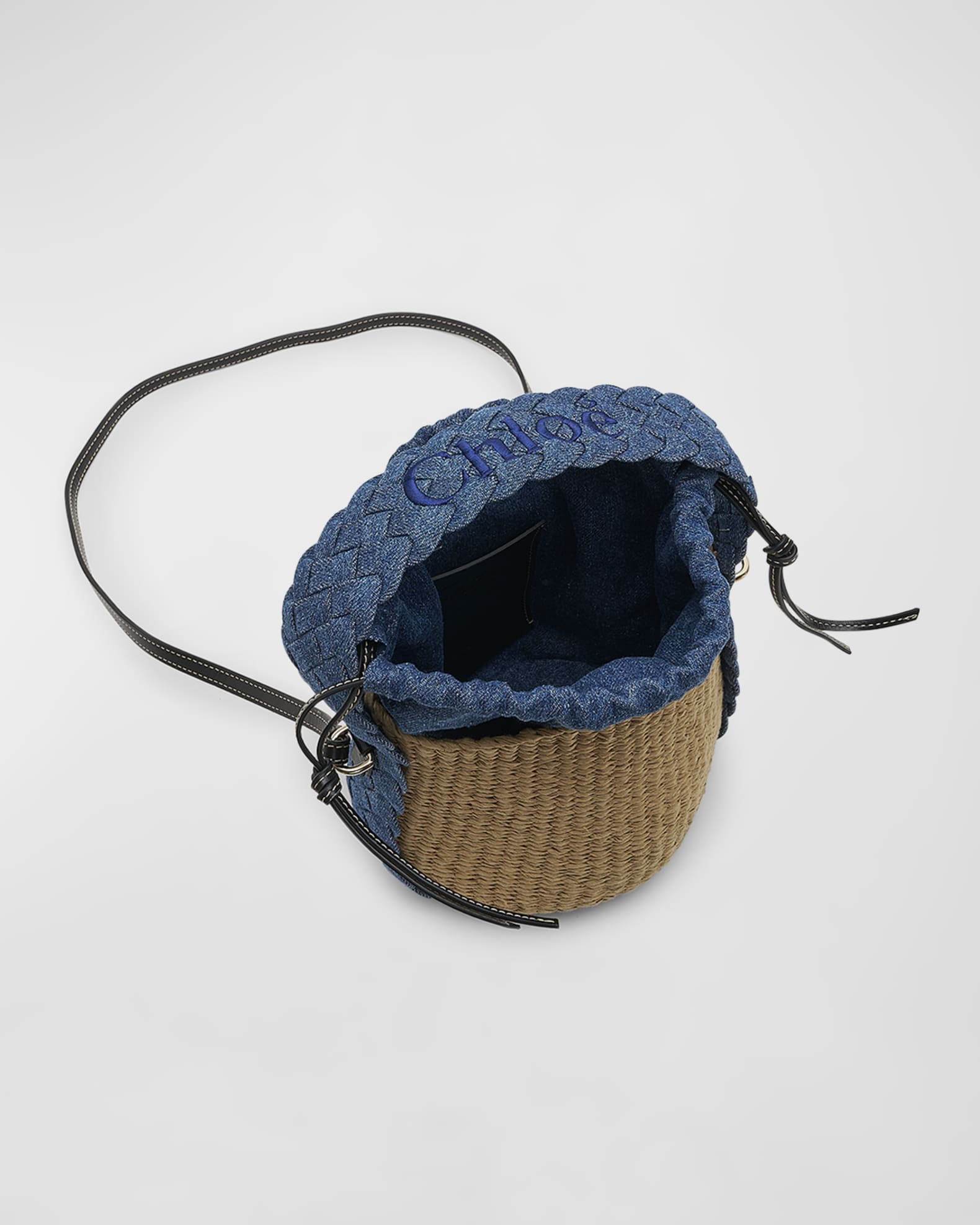 Chloe x Mifuko Woody Small Basket Bag with Braided Denim Handles ...