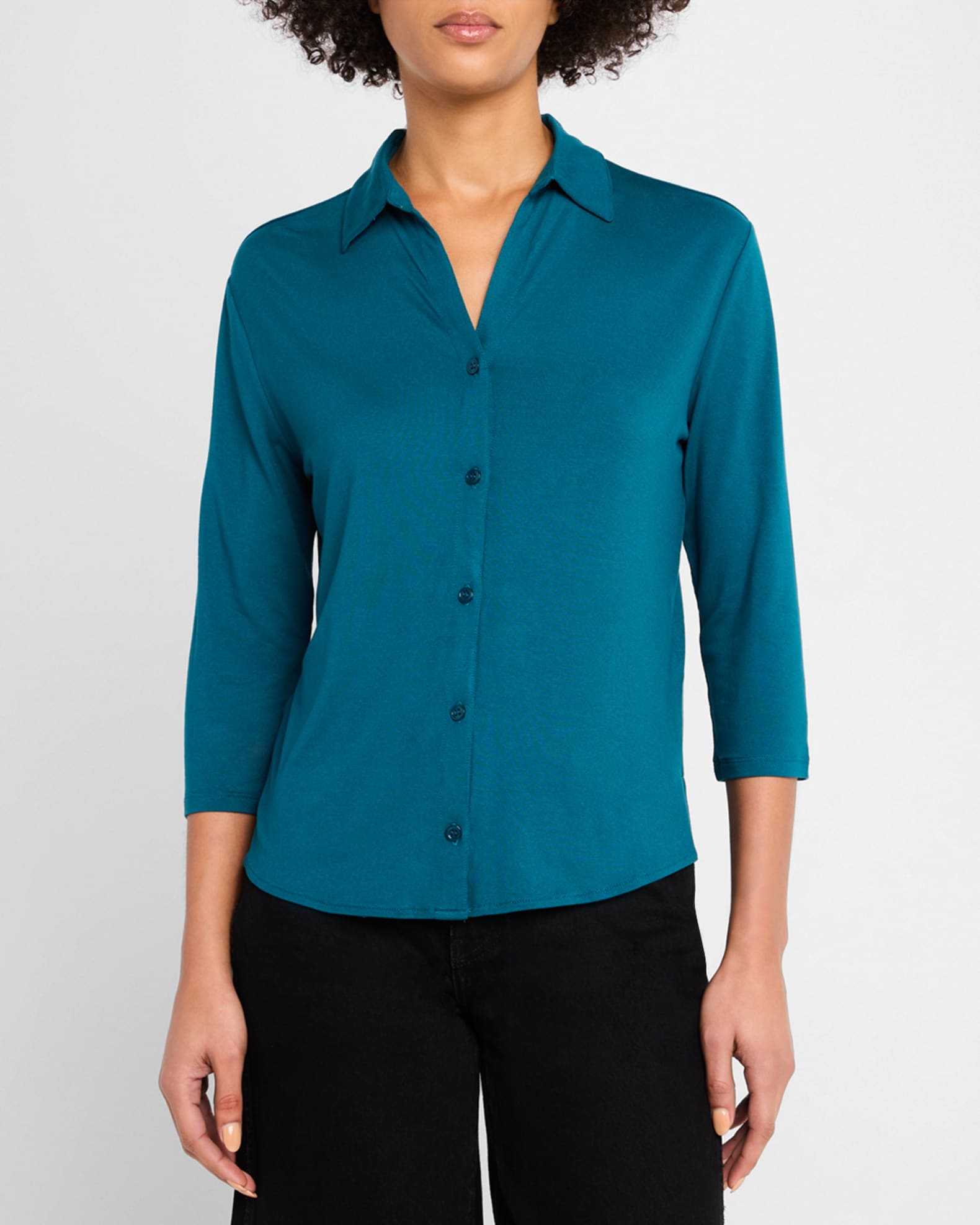 Soft Touch Semi-Relaxed Button-Front Shirt | Neiman Marcus