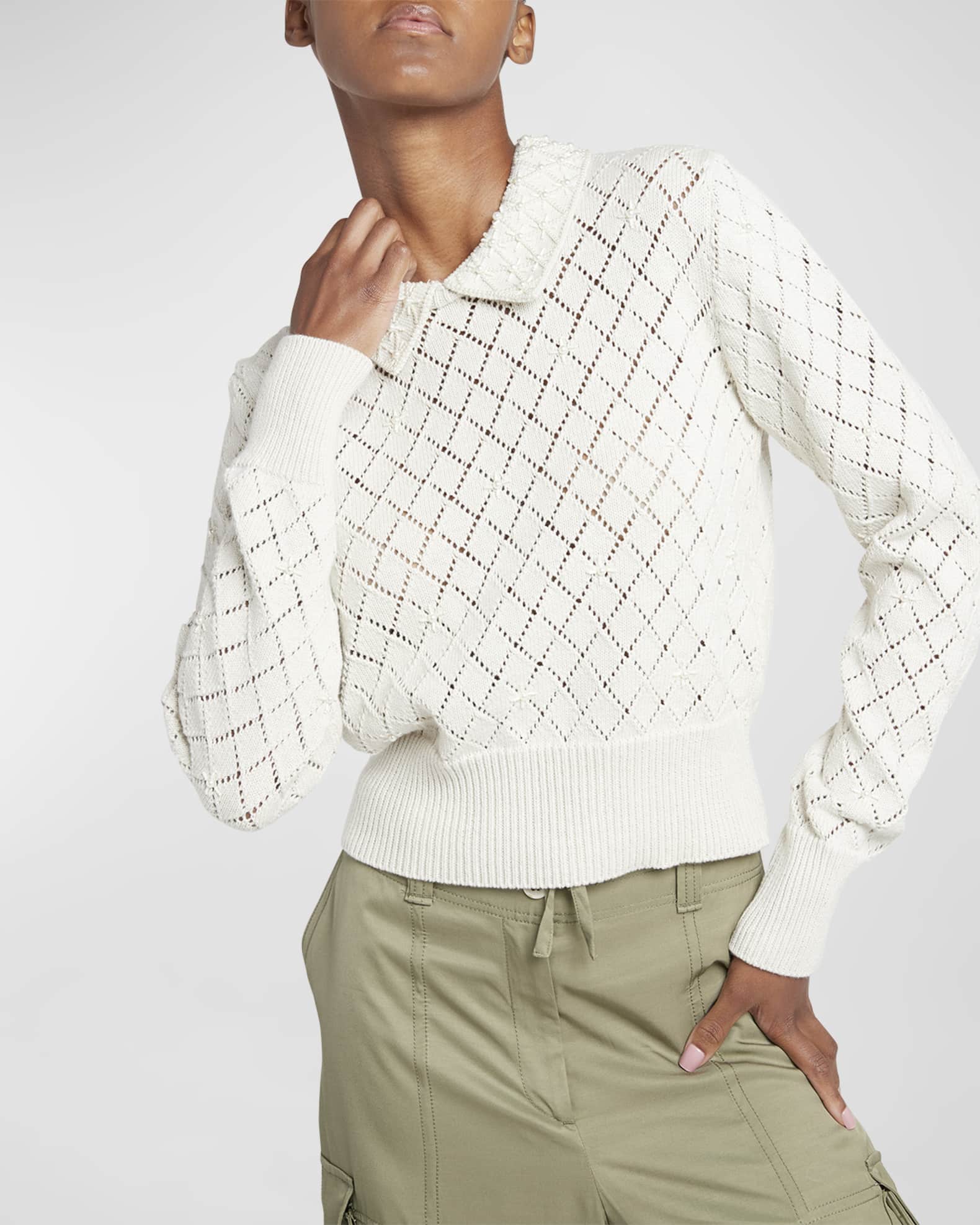 Golden Goose Journey Pearl-Embellished Cropped Argyle Sweater | Neiman ...